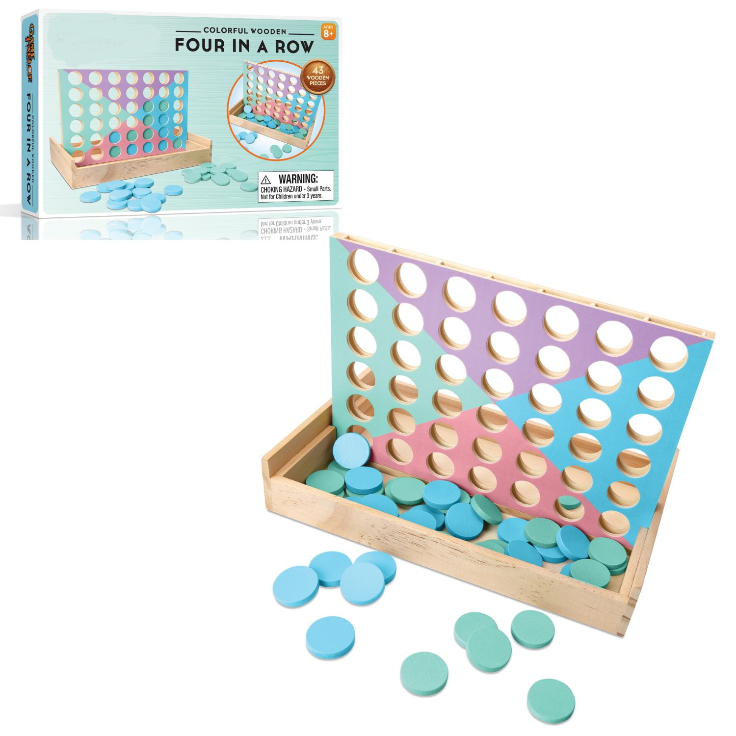 Colorful Wooden Four in a Row Game - Exciting Indoor Games for Kids ...