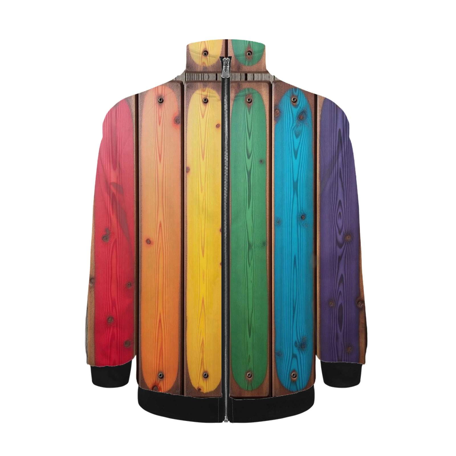 Colorful Wooden Panels Jacket Men's Street Cool Long Sleeves Coat ...