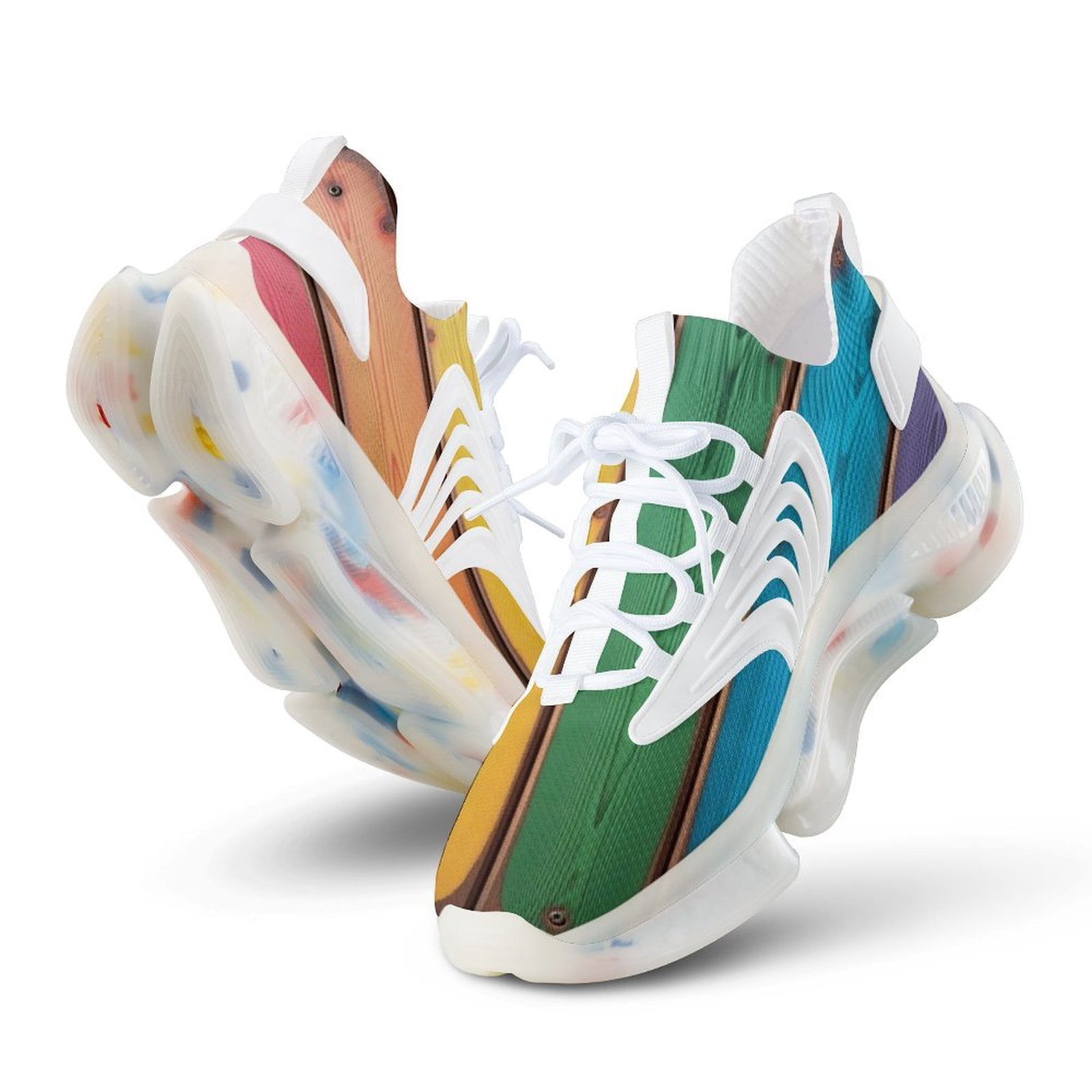 Colorful Wooden Panels Walking Shoes for Men Woman Lightweight Tennis ...