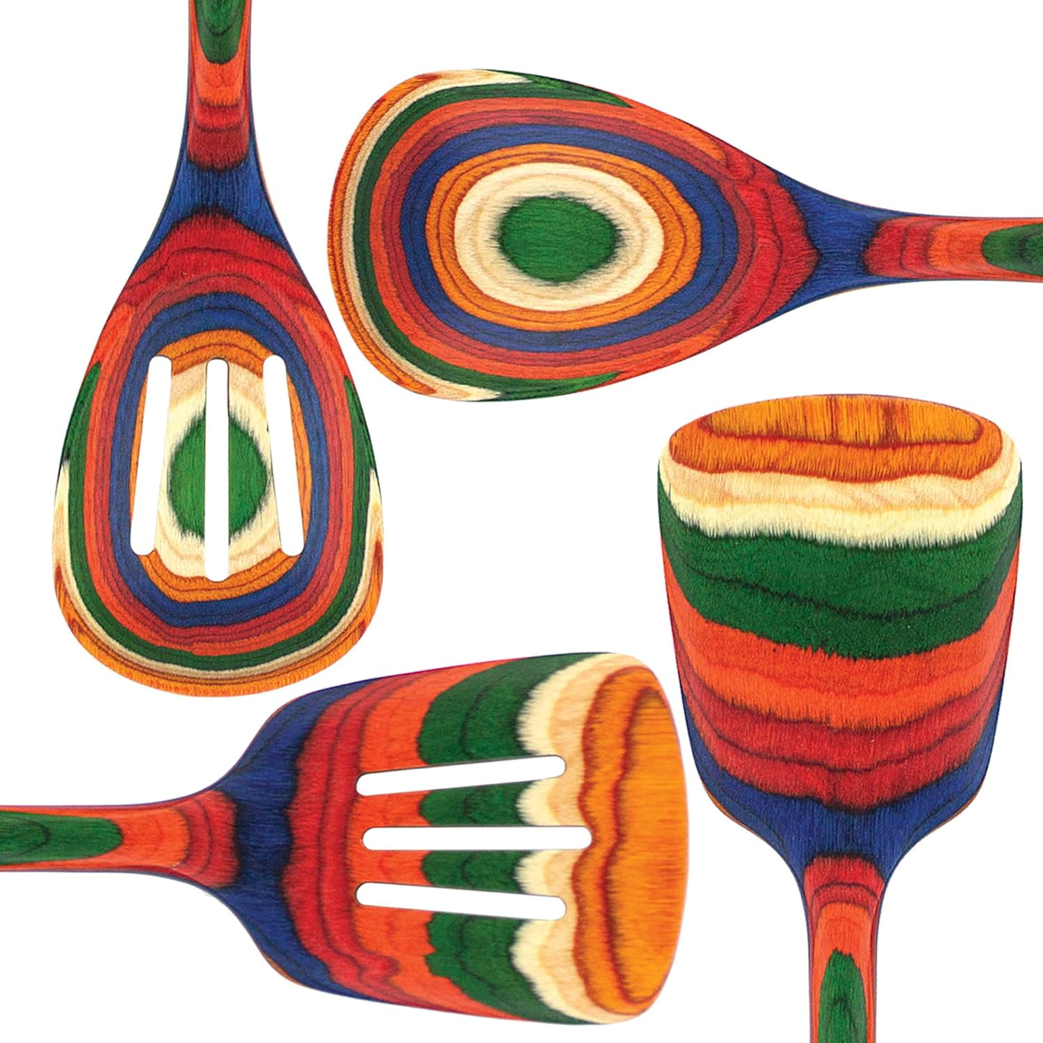 Colorful Wooden Utensils Set, 4-Piece Lightweight Cooking Tools, Budget ...