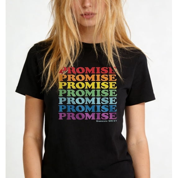 Colorful Word Graphic for Everyone Promising Theme Casual Tee print T ...