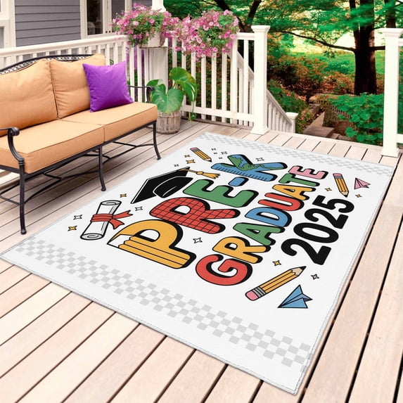 Colorful Words Graduation Outdoor Rug for Patio/Deck/Porch, Non-Slip ...