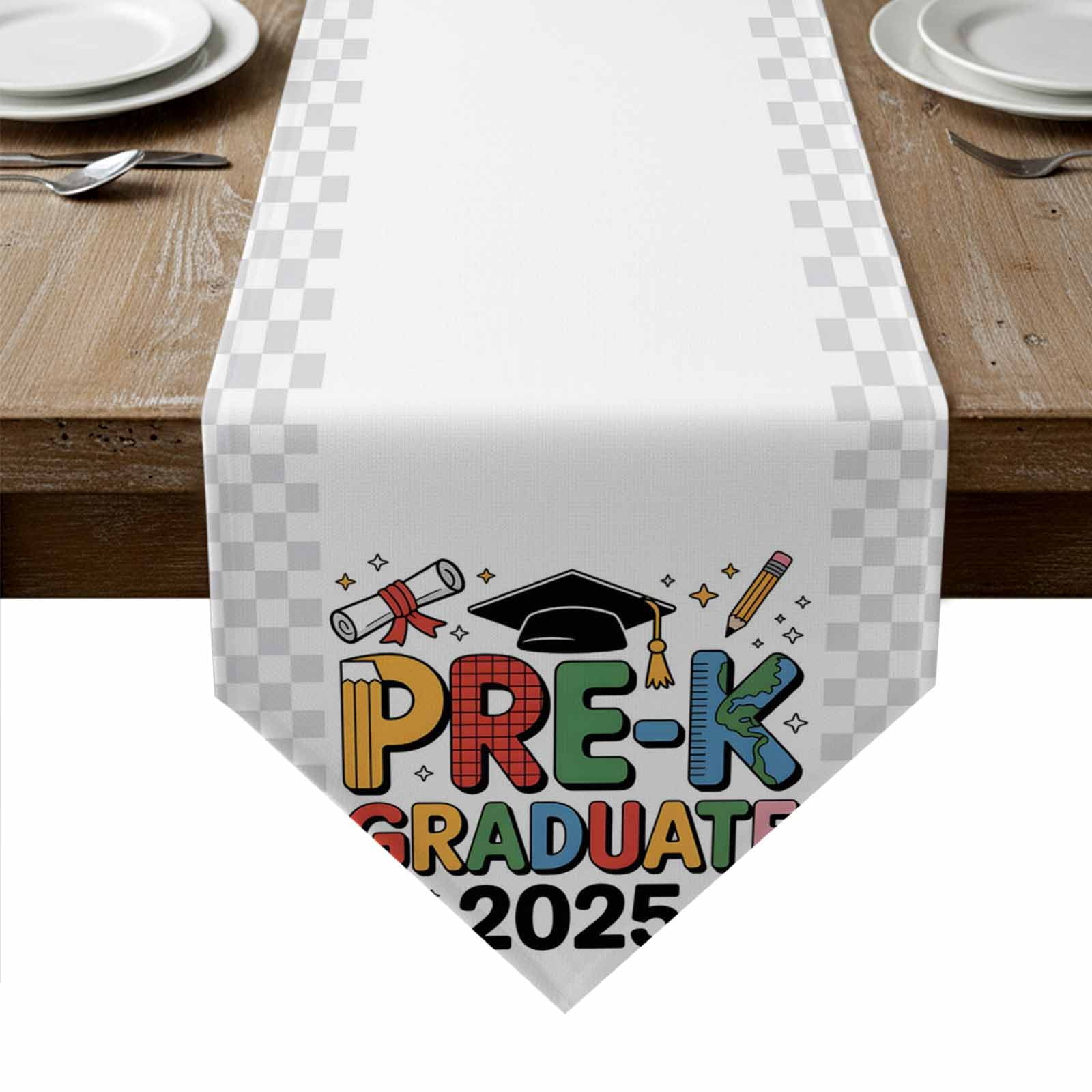 Colorful Words Graduation Table Runner Linen Burlap Table Runner 36 ...