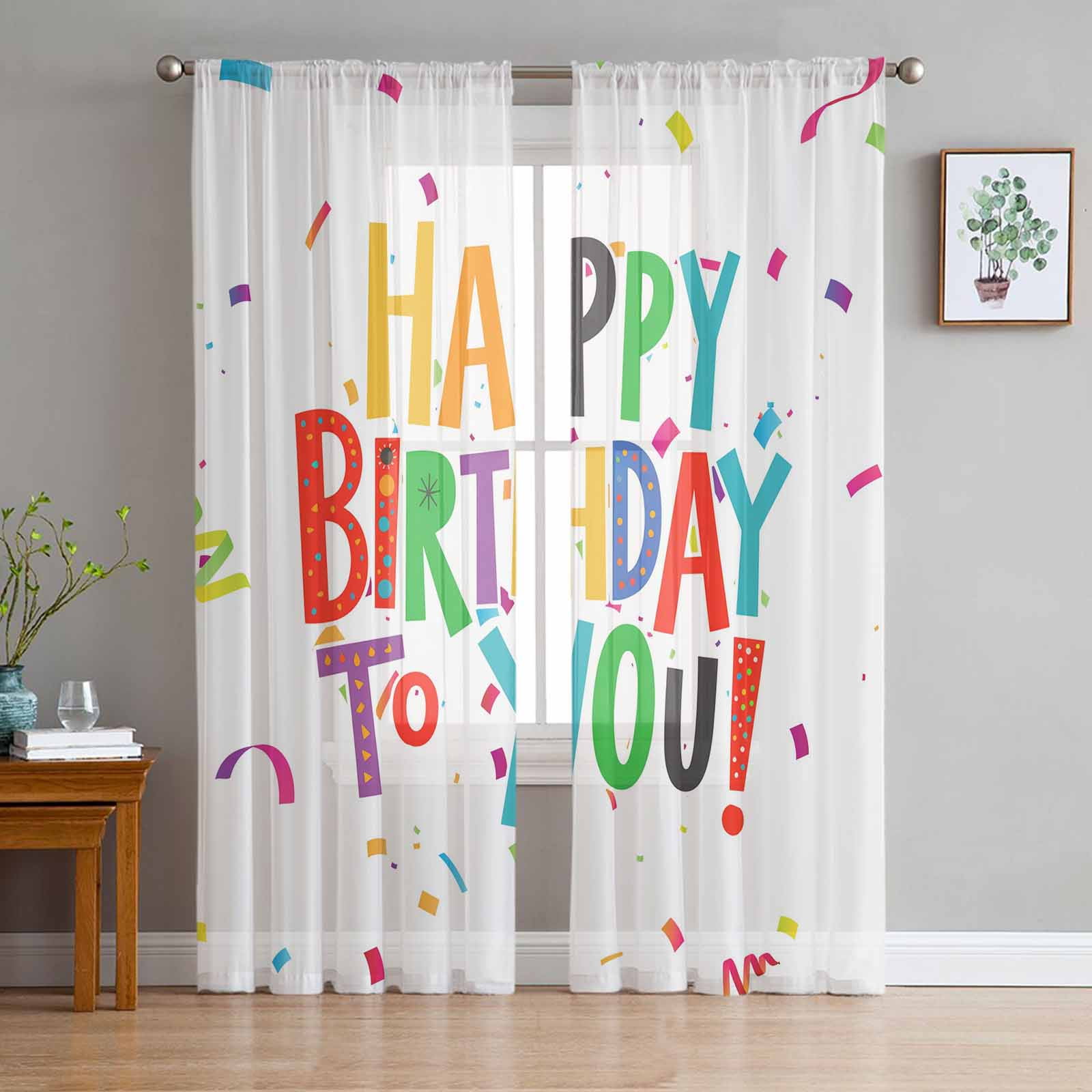 Colorful Words Sheer Curtains 72 Inches Long 2 Panels Set, Window Sheer ...
