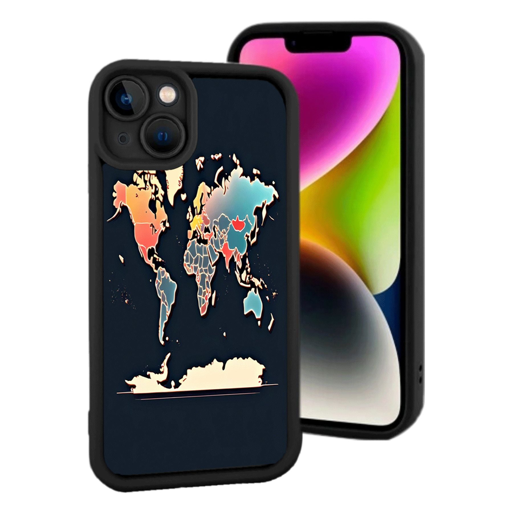 Colorful World Map Design Lightweight iPhone 15 Case - Yellowing ...
