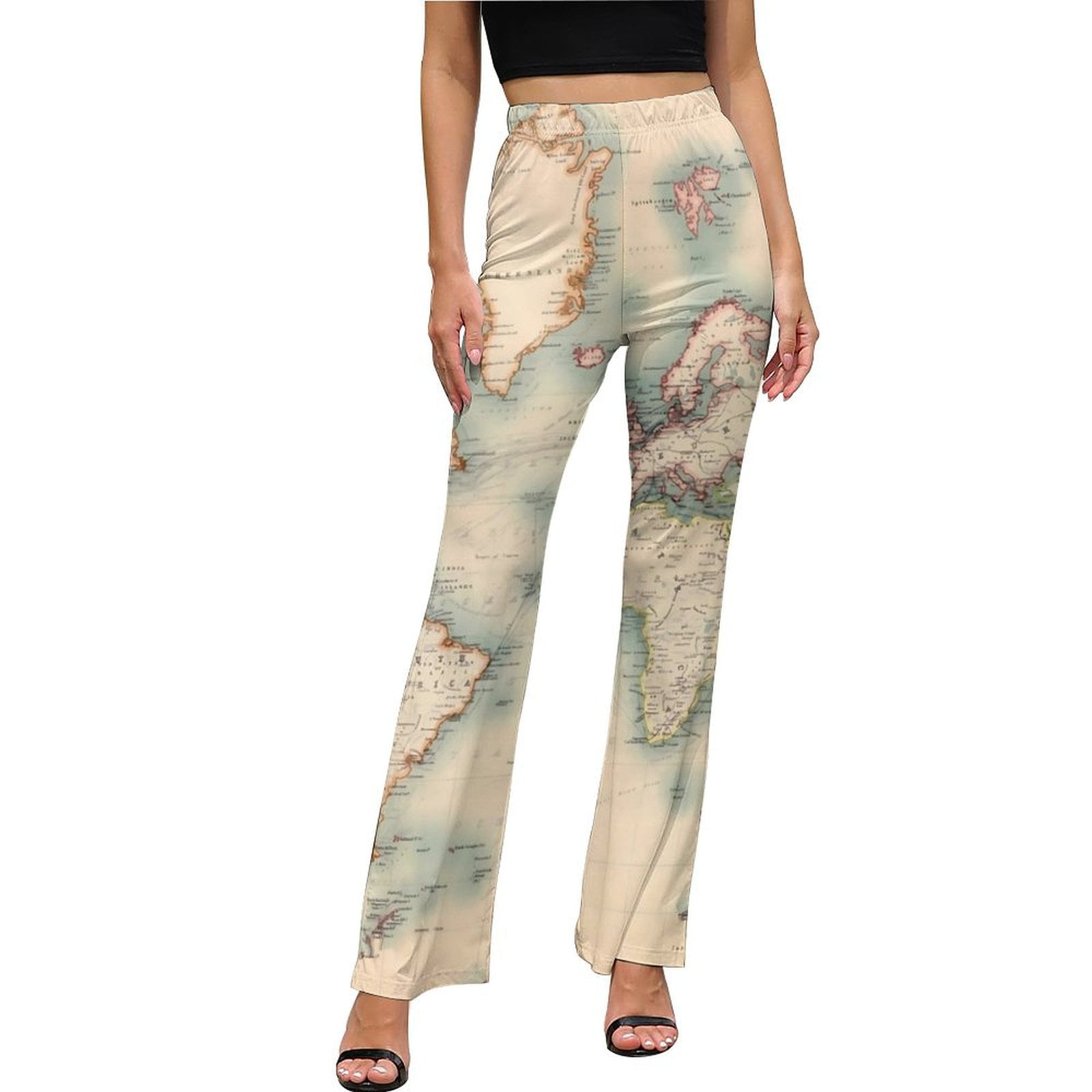 Vintage Detailed World Map Pants Historical Map Home Flared Trousers ...