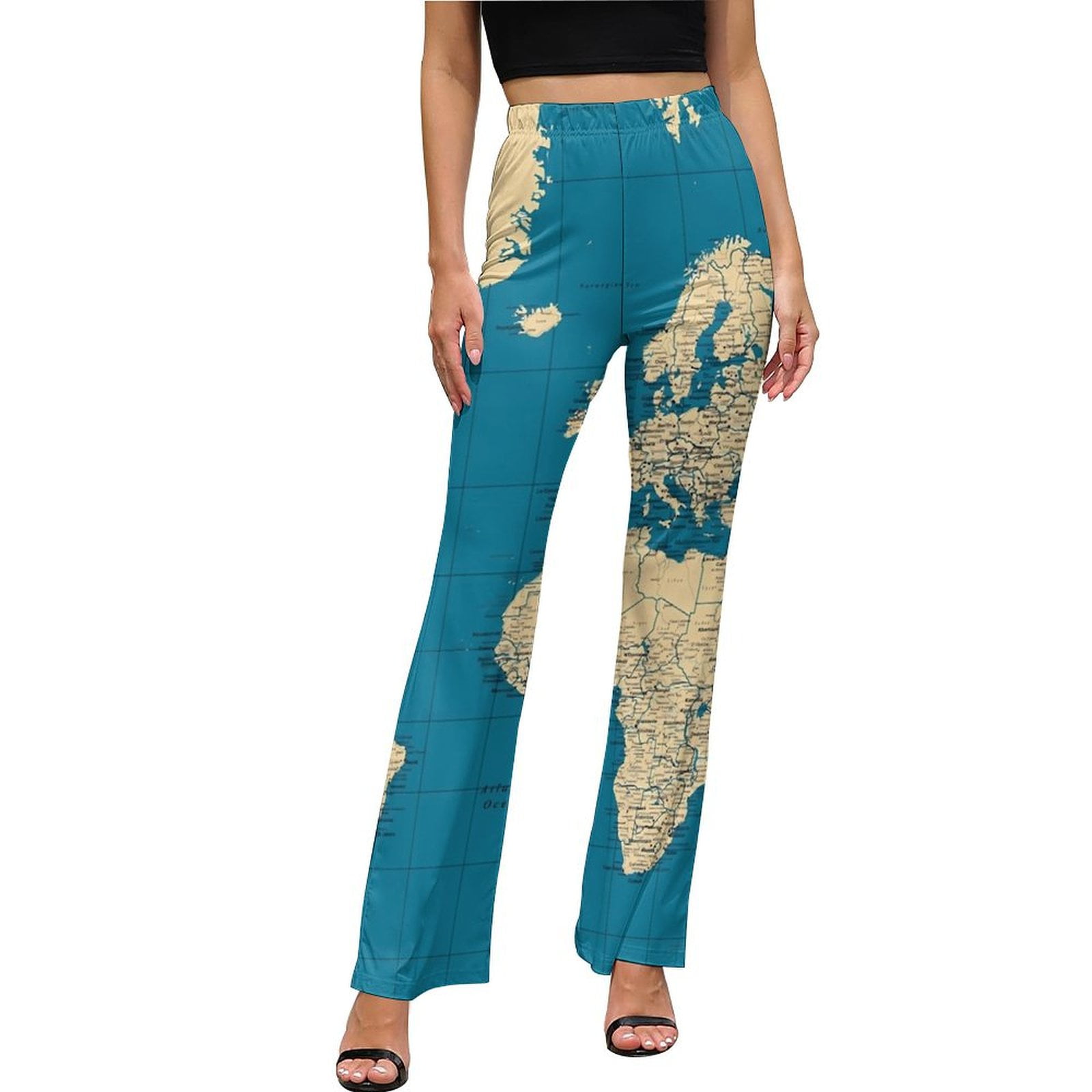 Vintage Detailed World Map Pants Historical Map Home Flared Trousers ...