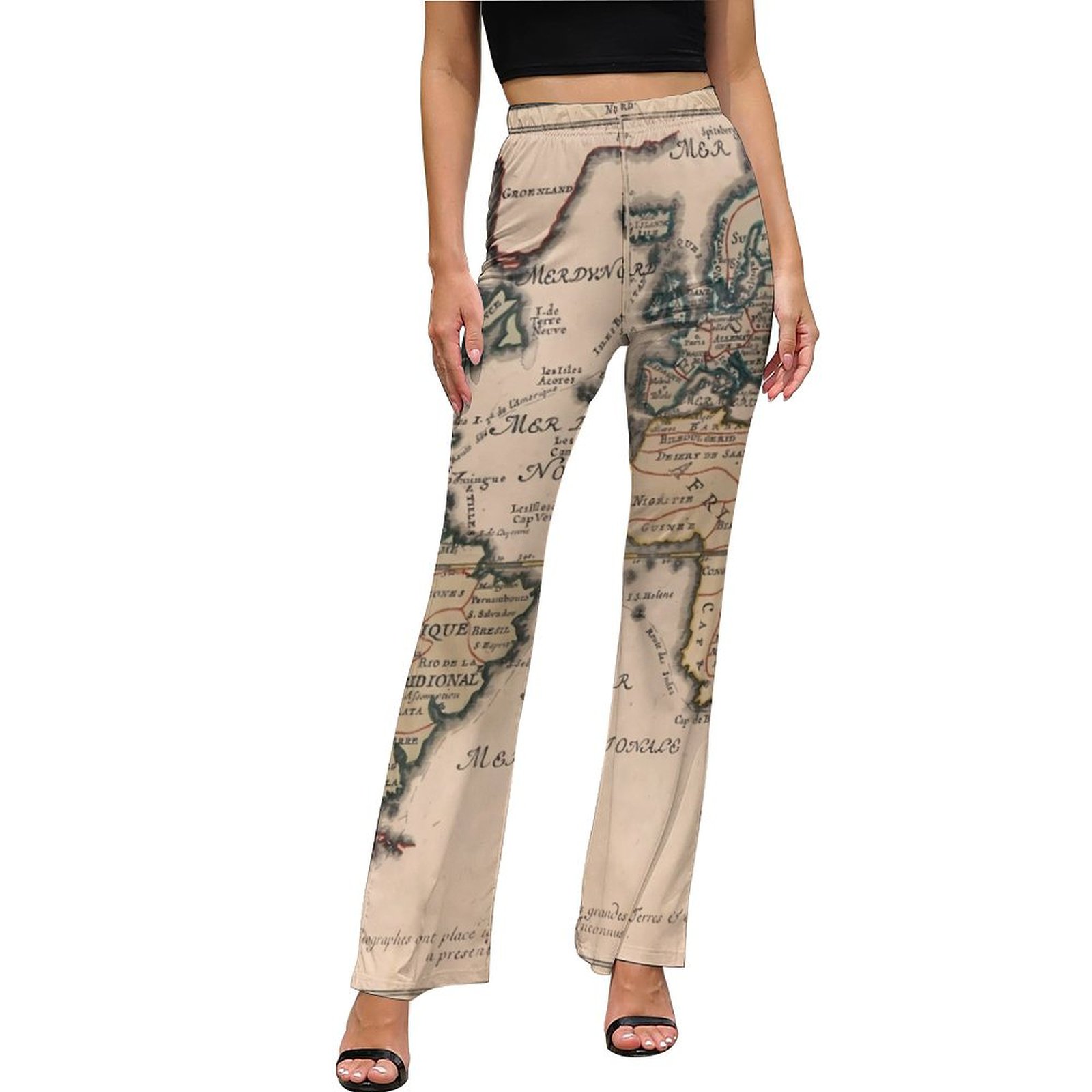 Colorful World Map Pants Map Of The World Sexy Workout Flare Trousers ...