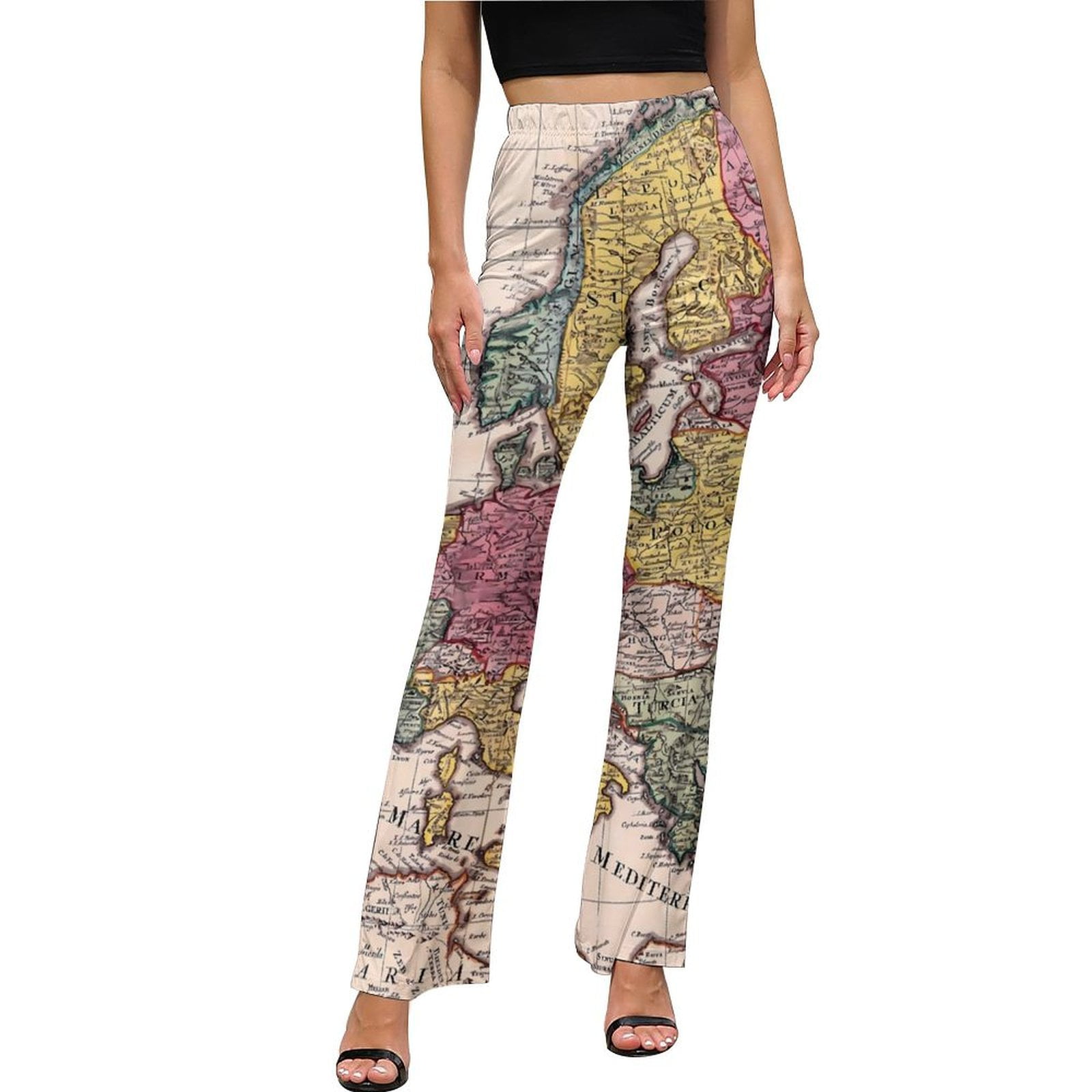 Vintage Detailed World Map Pants Historical Map Home Flared Trousers ...