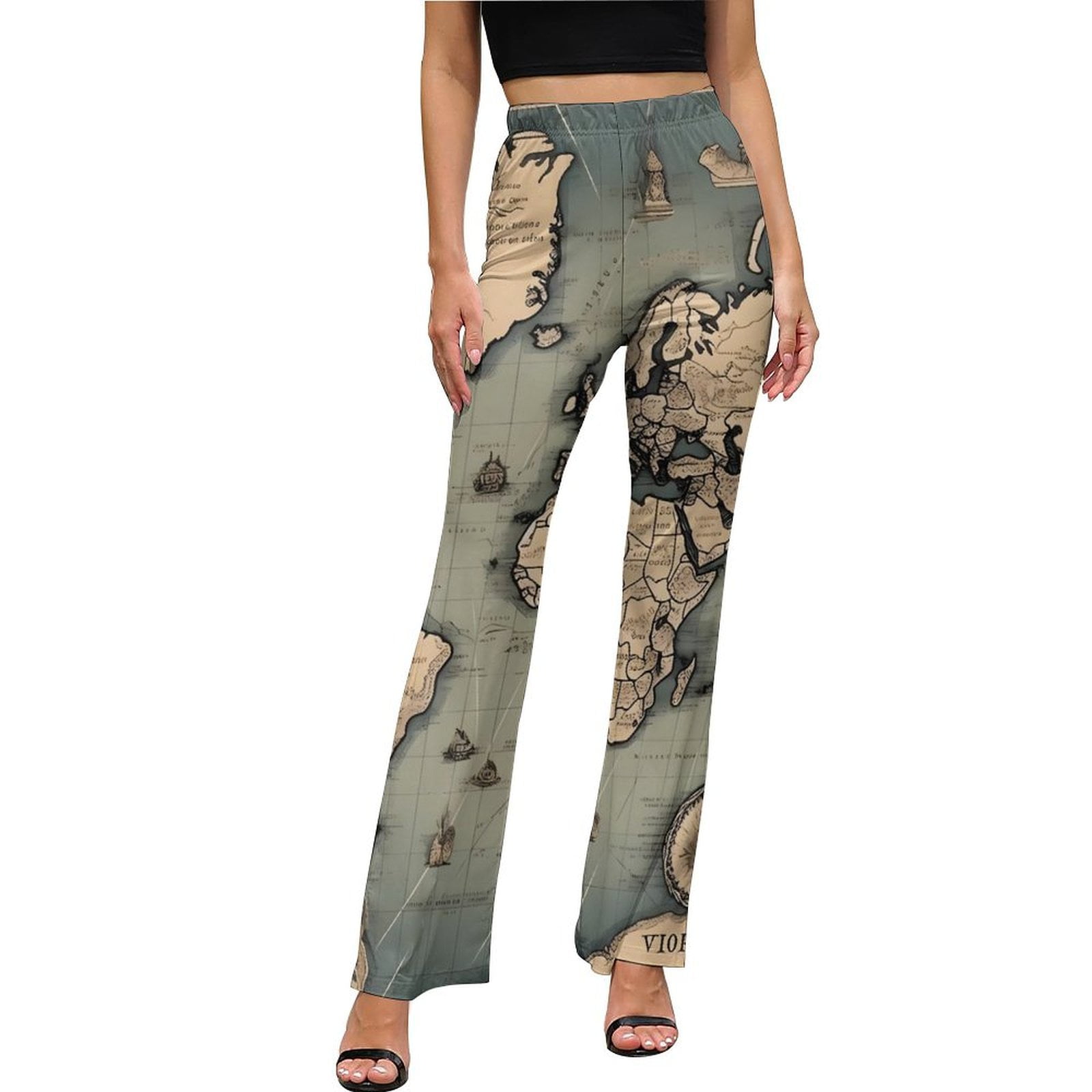 Vintage Detailed World Map Pants Historical Map Home Flared Trousers ...