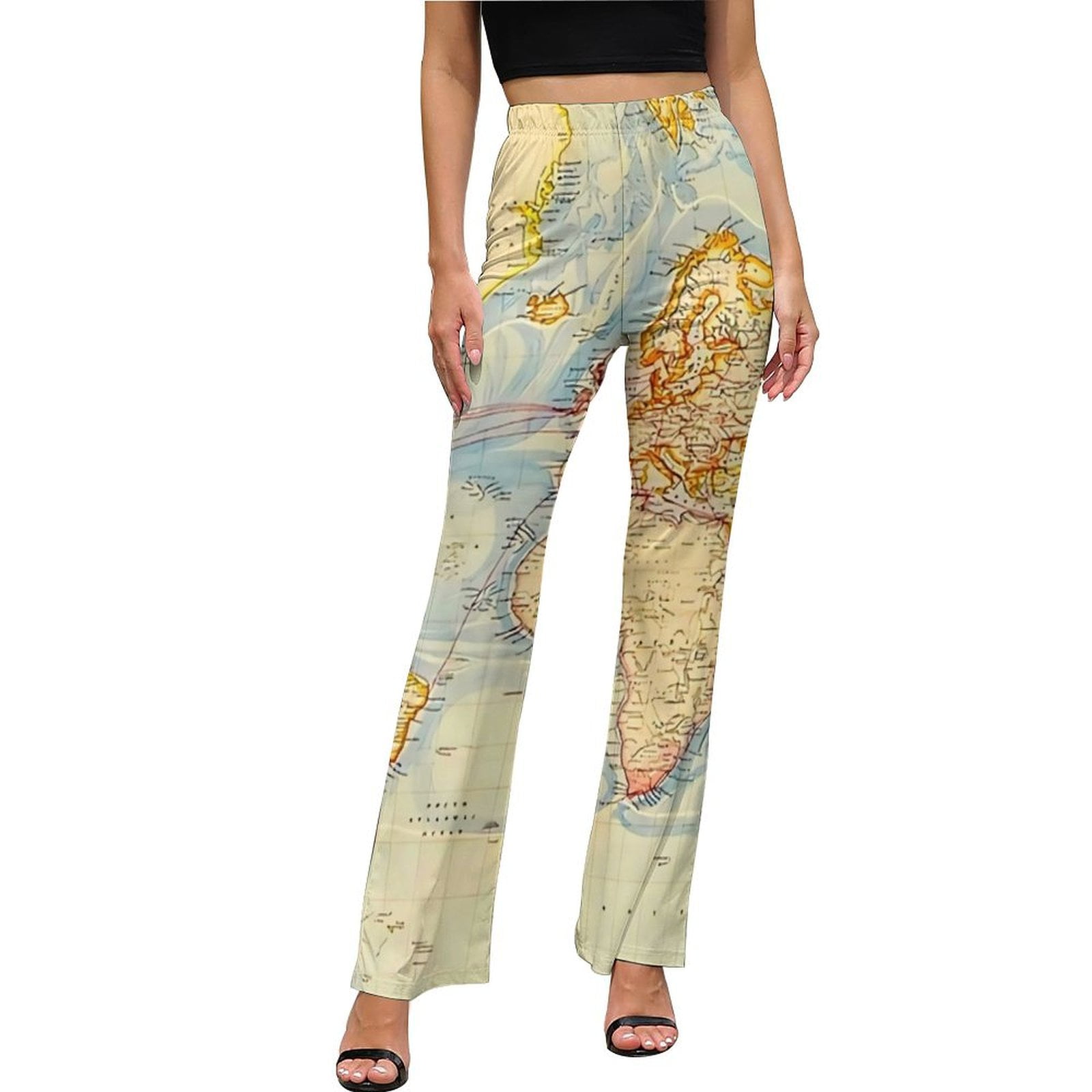 Vintage Detailed World Map Pants Historical Map Home Flared Trousers ...