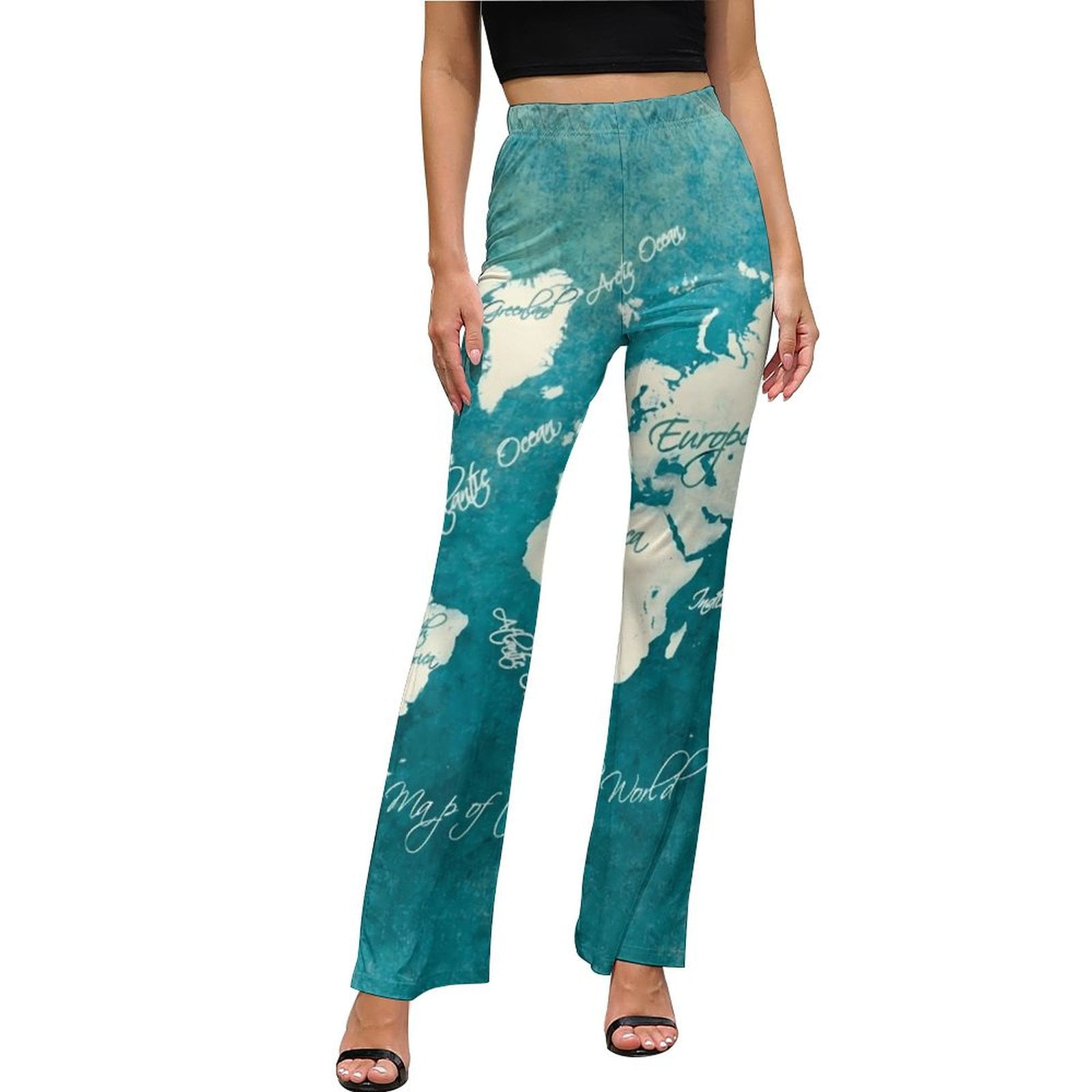 Vintage Detailed World Map Pants Historical Map Home Flared Trousers ...