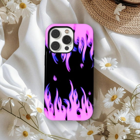 Colorful Y2K Retro Fire Flame Design Protective Tough Case for iPhone ...