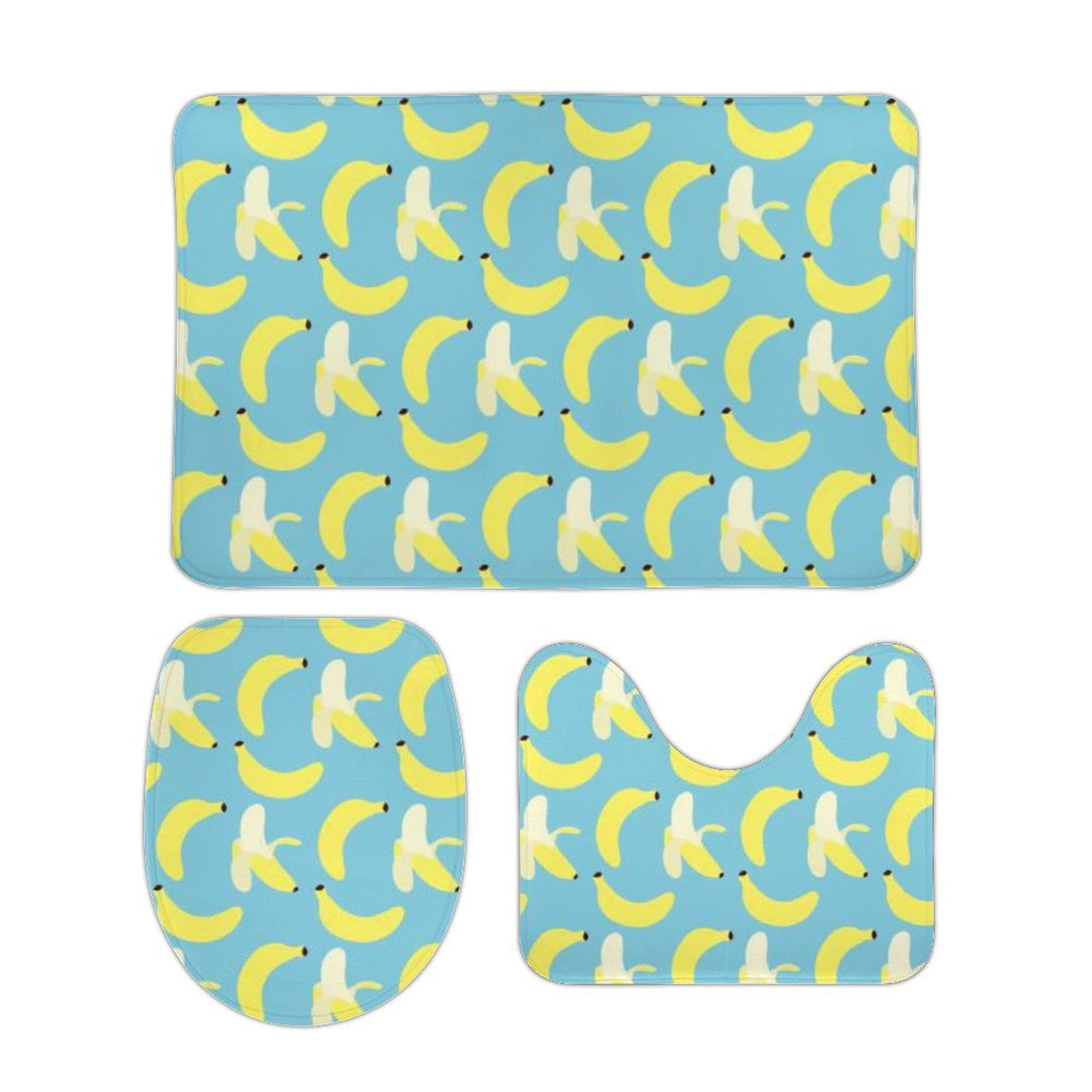 Colorful Yellow Banana Bathroom Mats Set of 3 Pieces Non Slip Contour ...