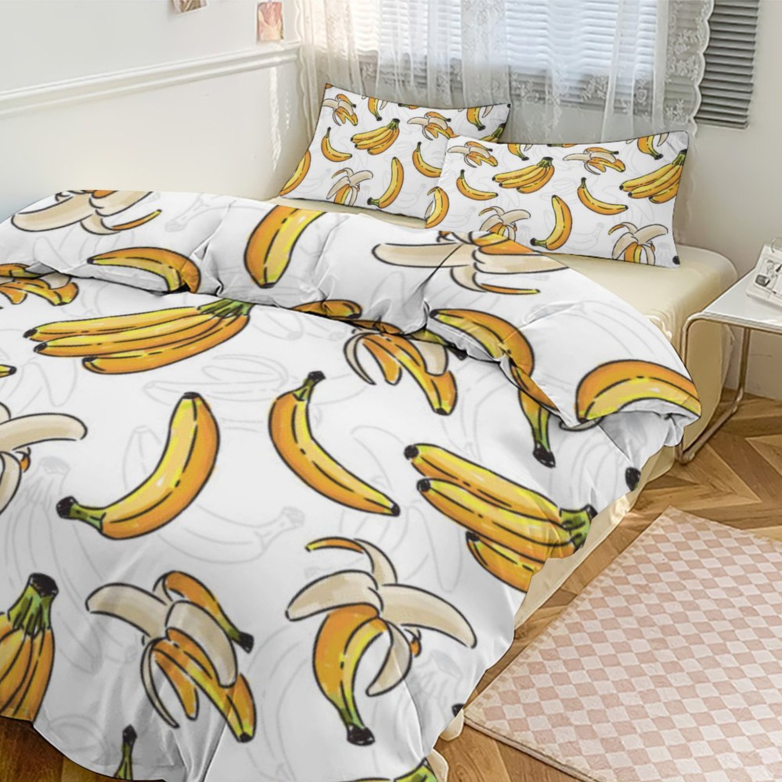 Colorful Yellow Banana Bedding Set Couple Bedclothes Pillowcase ...