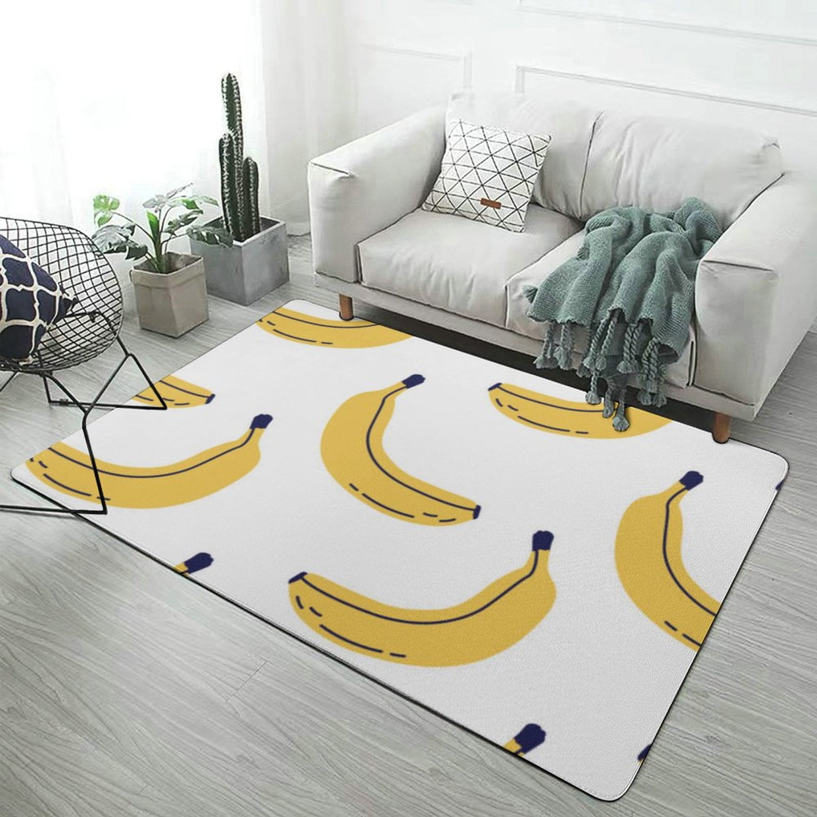 Colorful Yellow Banana Carpet Style Living Room Bedroom Rug Modern 3d ...