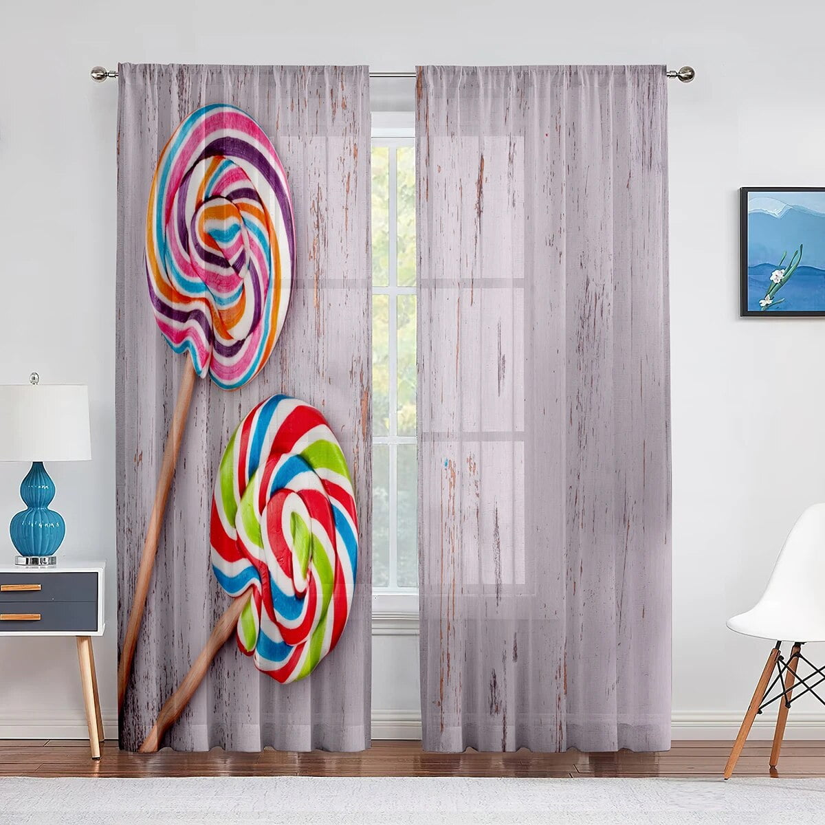 Colorful Yummy Lollipop Candy Tulle Curtains for Living Room Kids ...