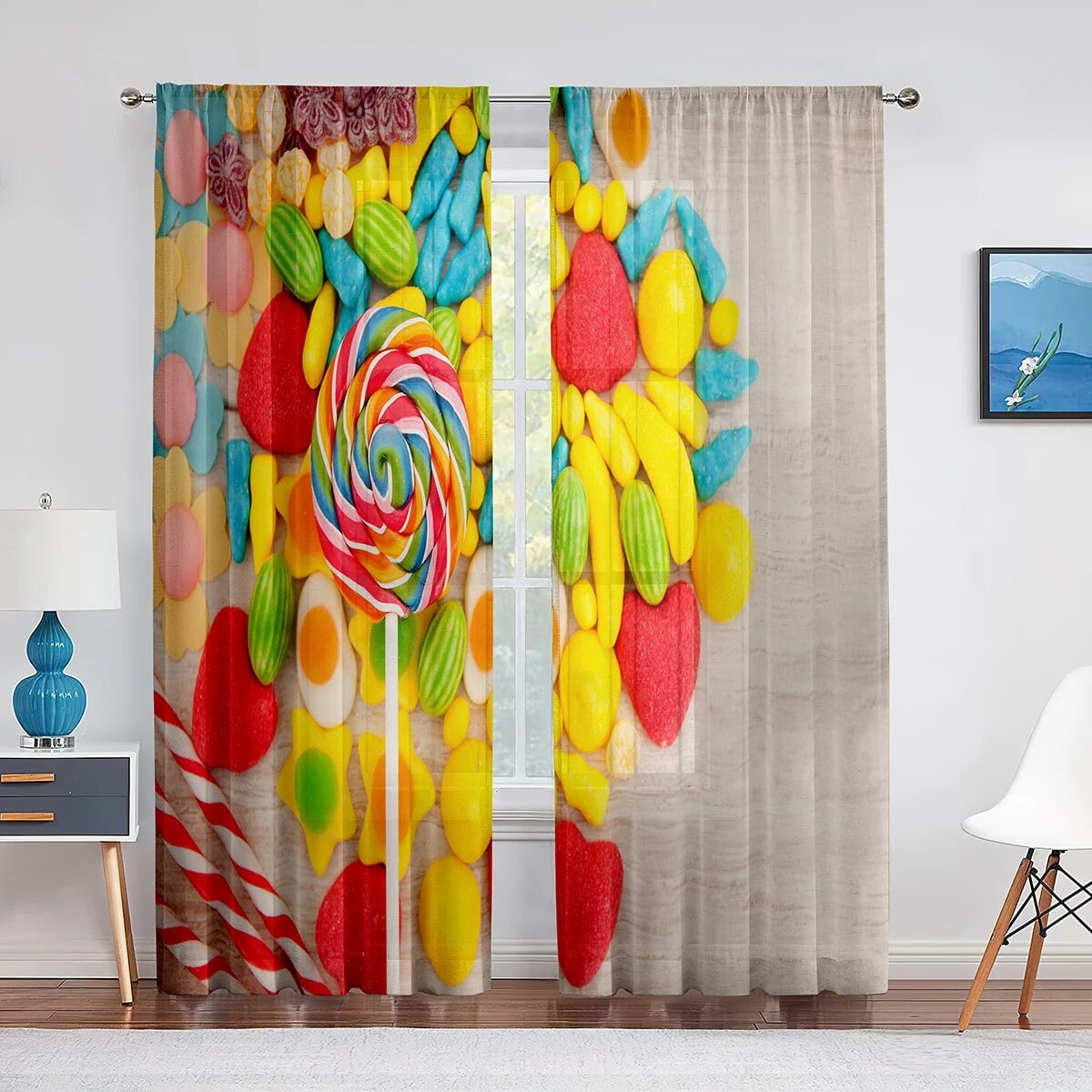 Colorful Yummy Lollipop Candy Tulle Curtains for Living Room Kids ...