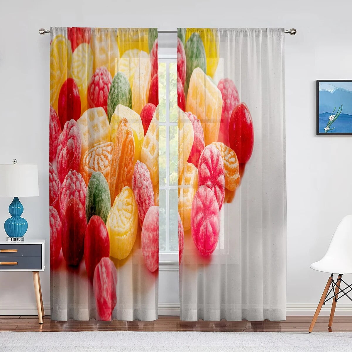 Colorful Yummy Lollipop Candy Tulle Curtains for Living Room Kids ...
