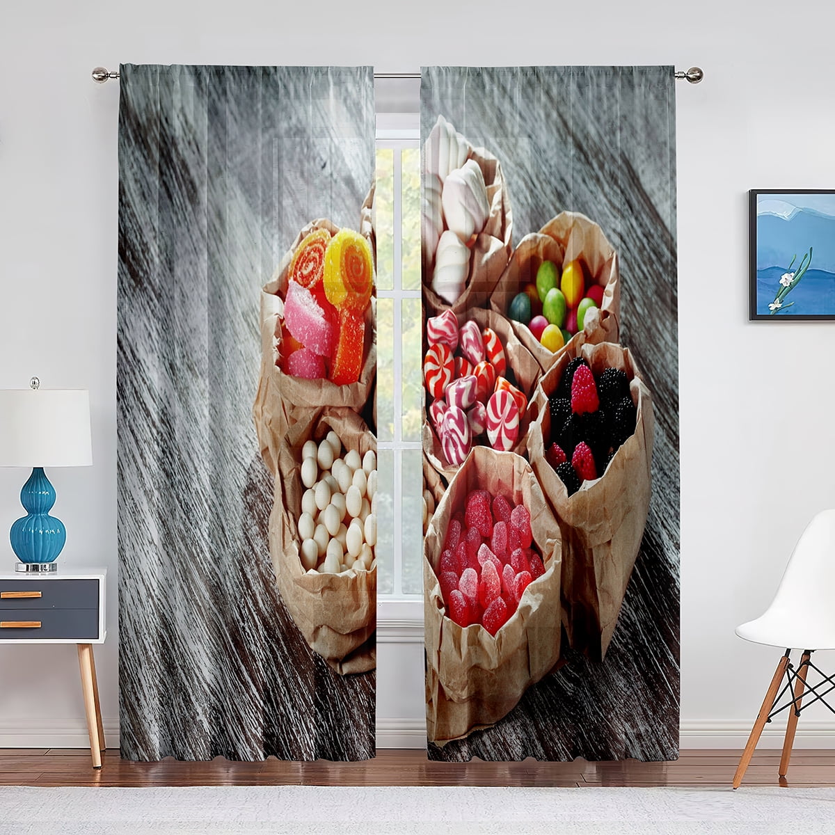 Colorful Yummy Lollipop Candy Tulle Curtains for Living Room Kids ...