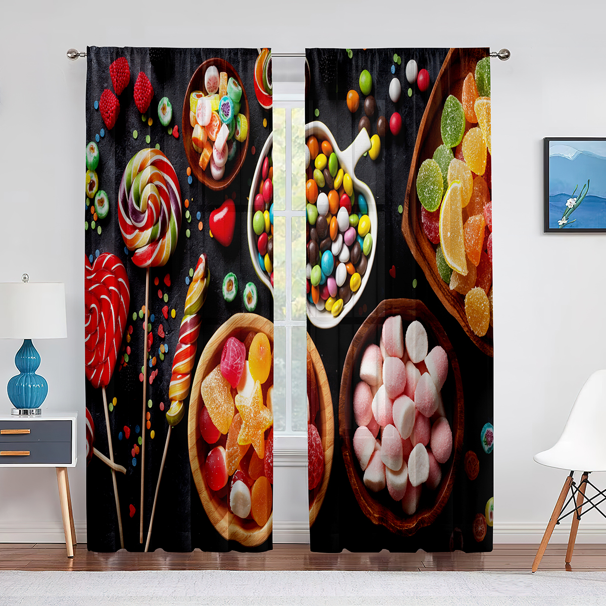 Colorful Yummy Lollipop Candy Tulle Curtains for Living Room Kids ...