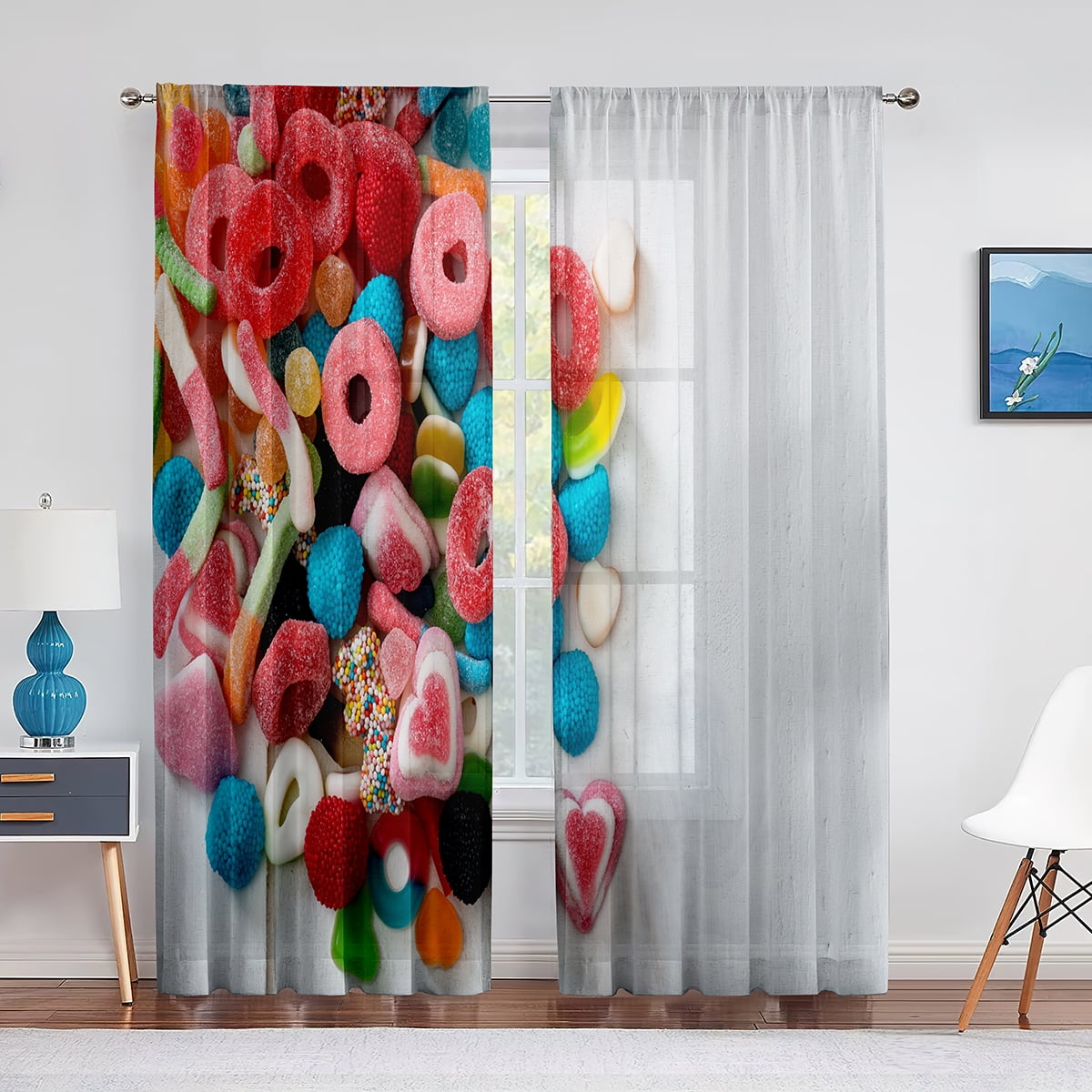 Colorful Yummy Lollipop Candy Tulle Curtains for Living Room Kids ...