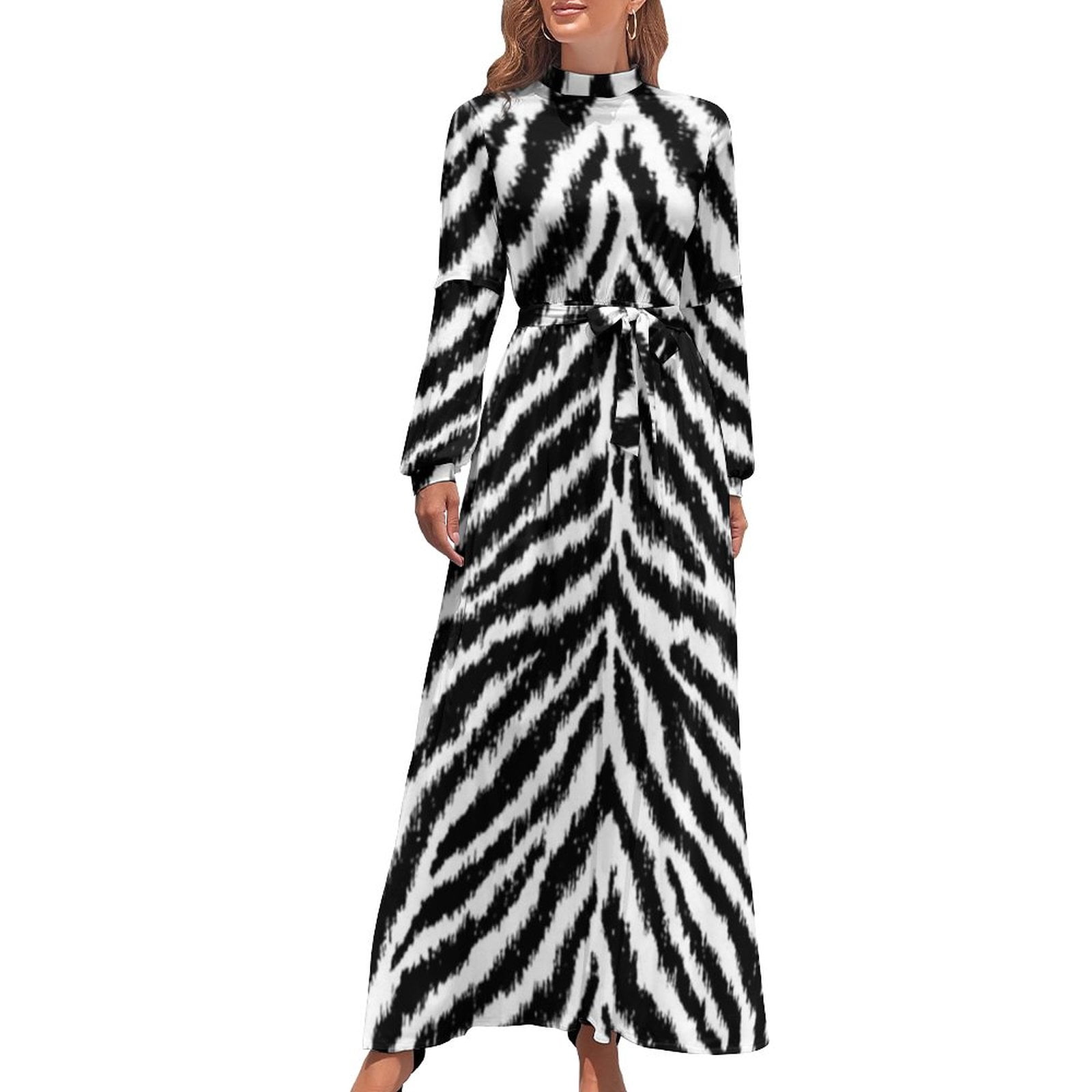 Colorful Zebra Dress Texture Wild Animal Maxi Dress Street Fashion ...
