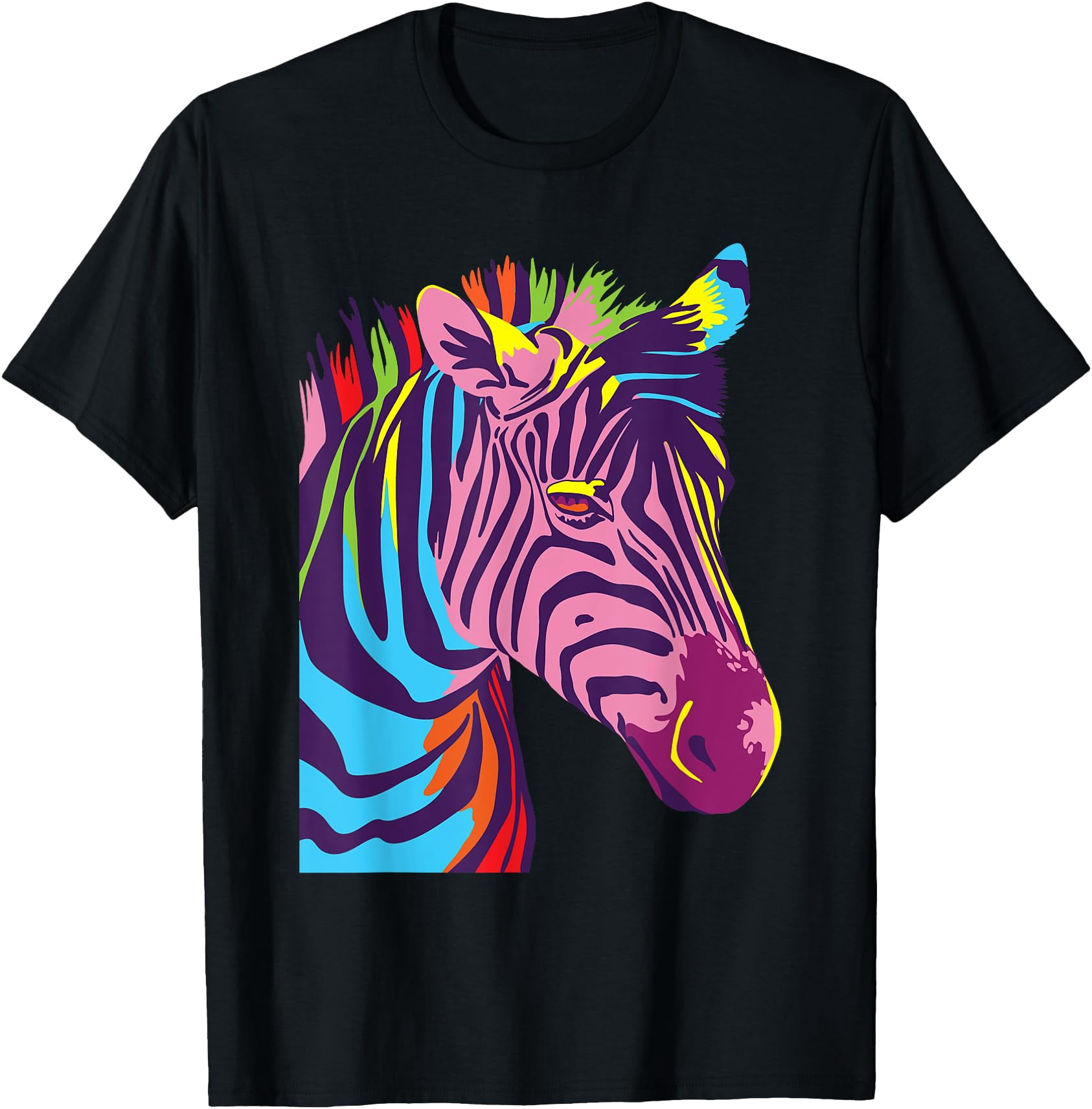 Colorful Zebra Head - Wildlife Biologist Zookeeper Zoologist T-Shirt ...