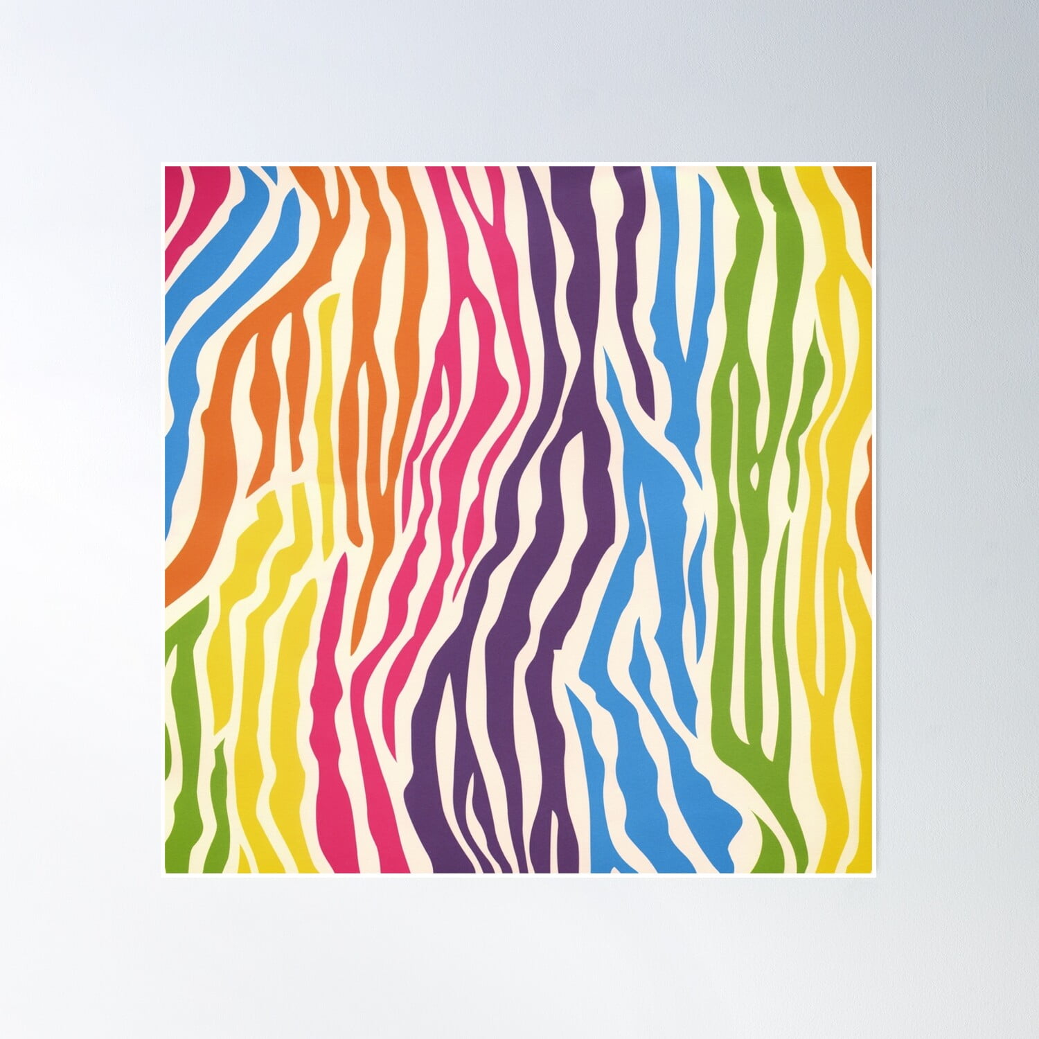 Colorful Zebra In Bold Colors Poster Wall Art, Modern Wall Decor, 16x16 ...
