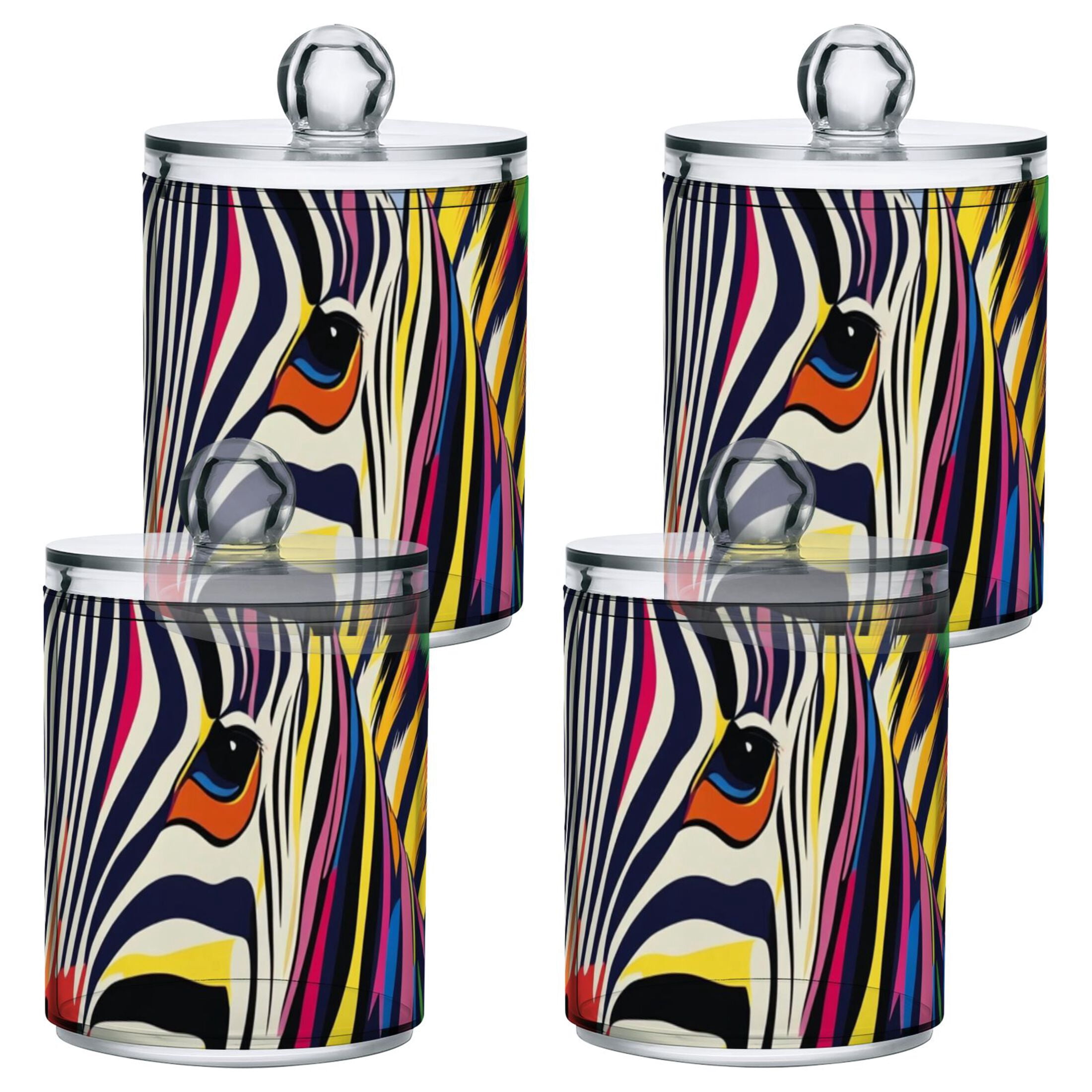 Colorful Zebra Painting Translucent Plastic Cans Storage Canisters with ...