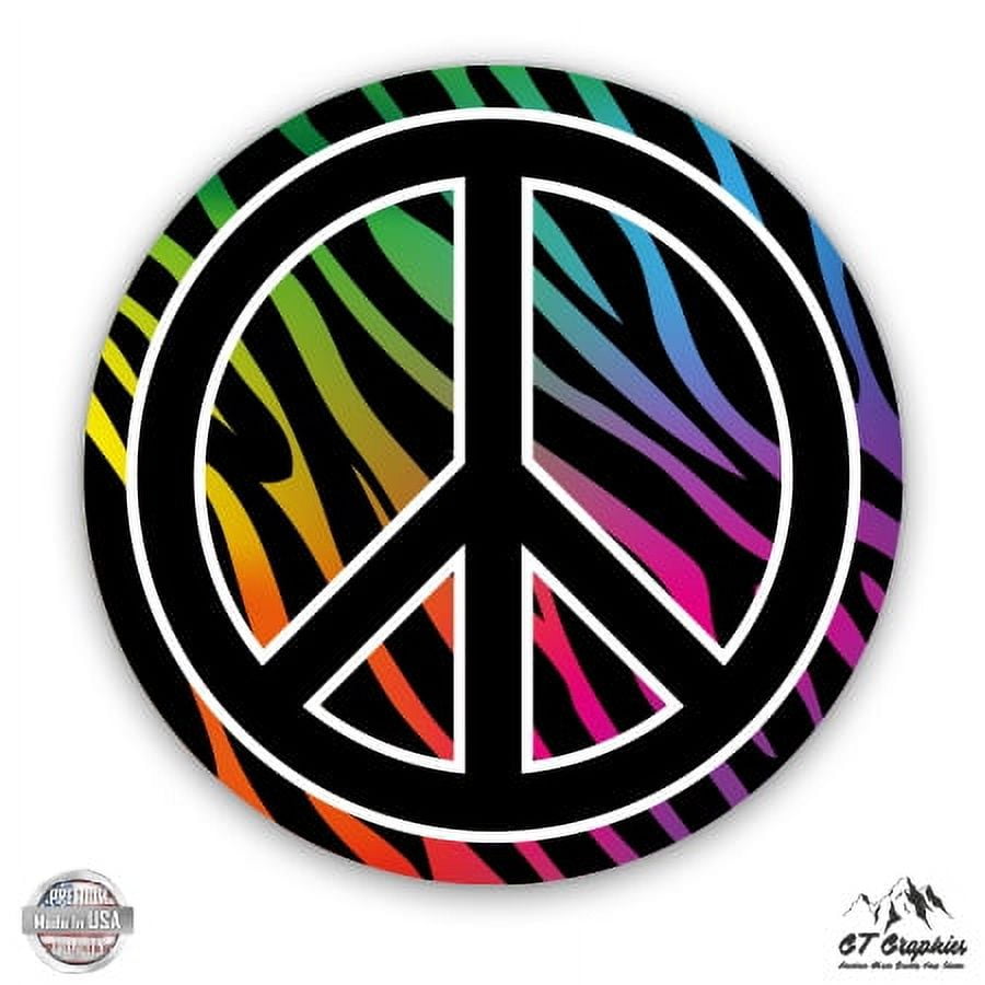 Colorful Zebra Peace Sign - 8" Vinyl Sticker - For Car Laptop I-Pad ...