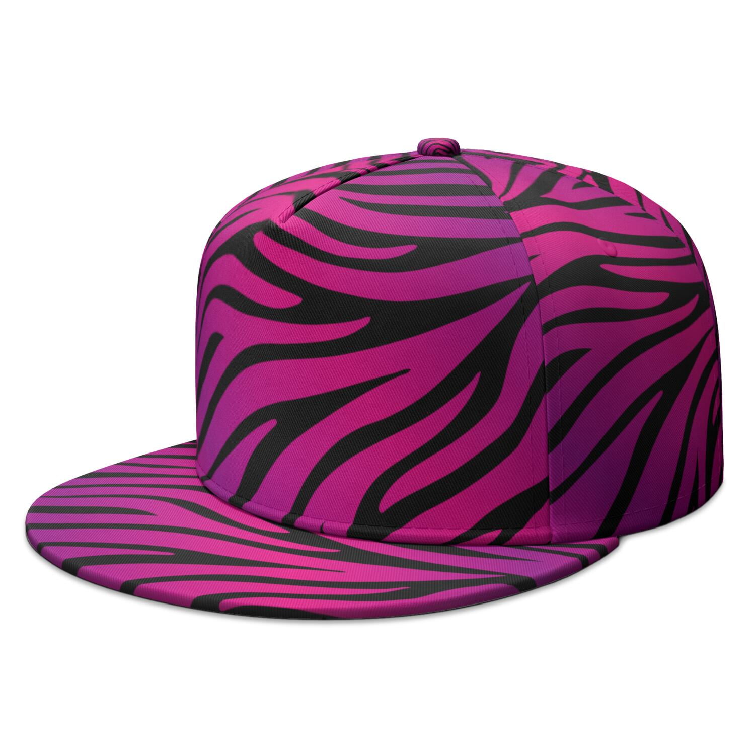 Colorful Zebra Print Snapback Hat - Adjustable Flat Brim Cap for Men ...