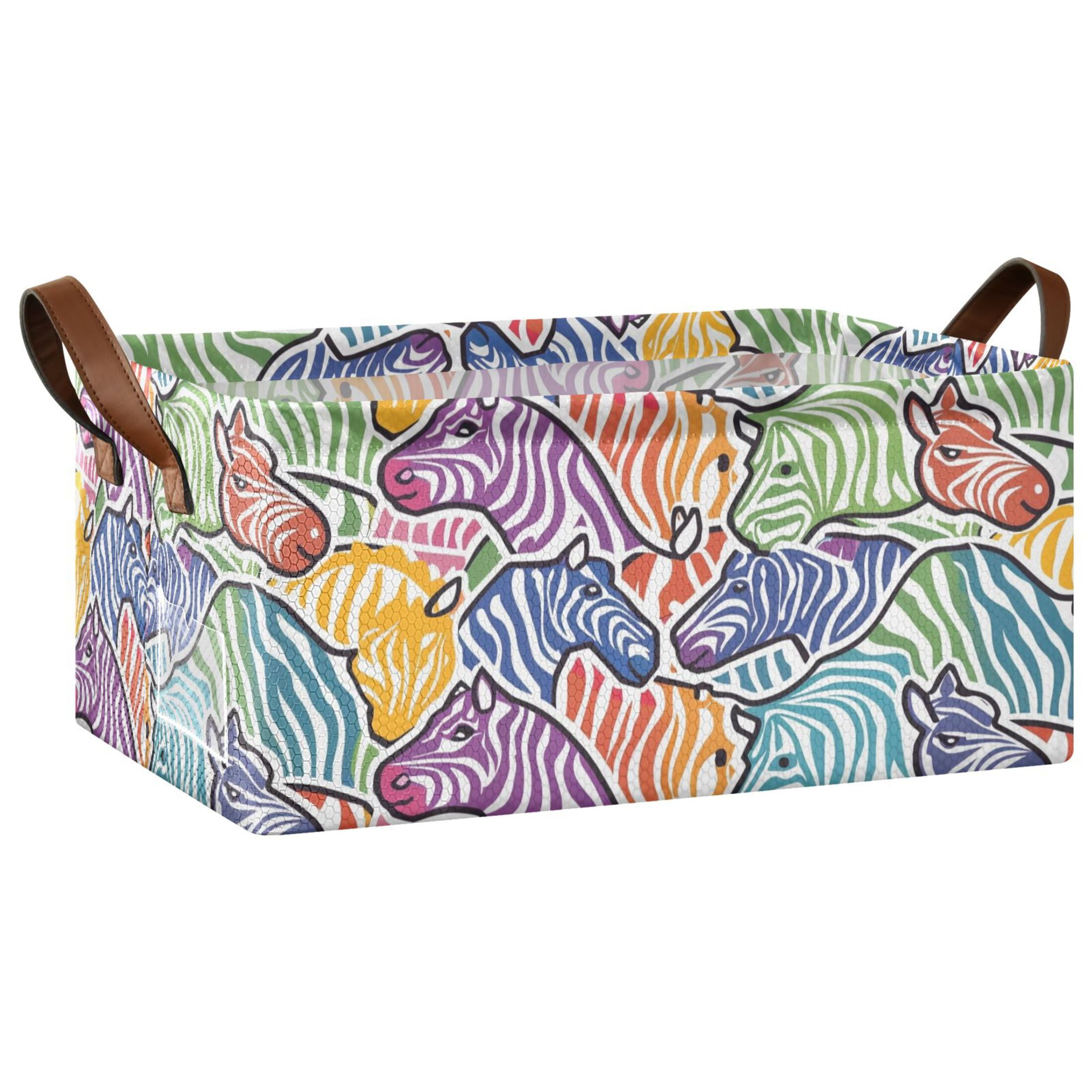 Colorful Zebra Stripe Animals Collapsible Storage Bins Fabric Shelf ...