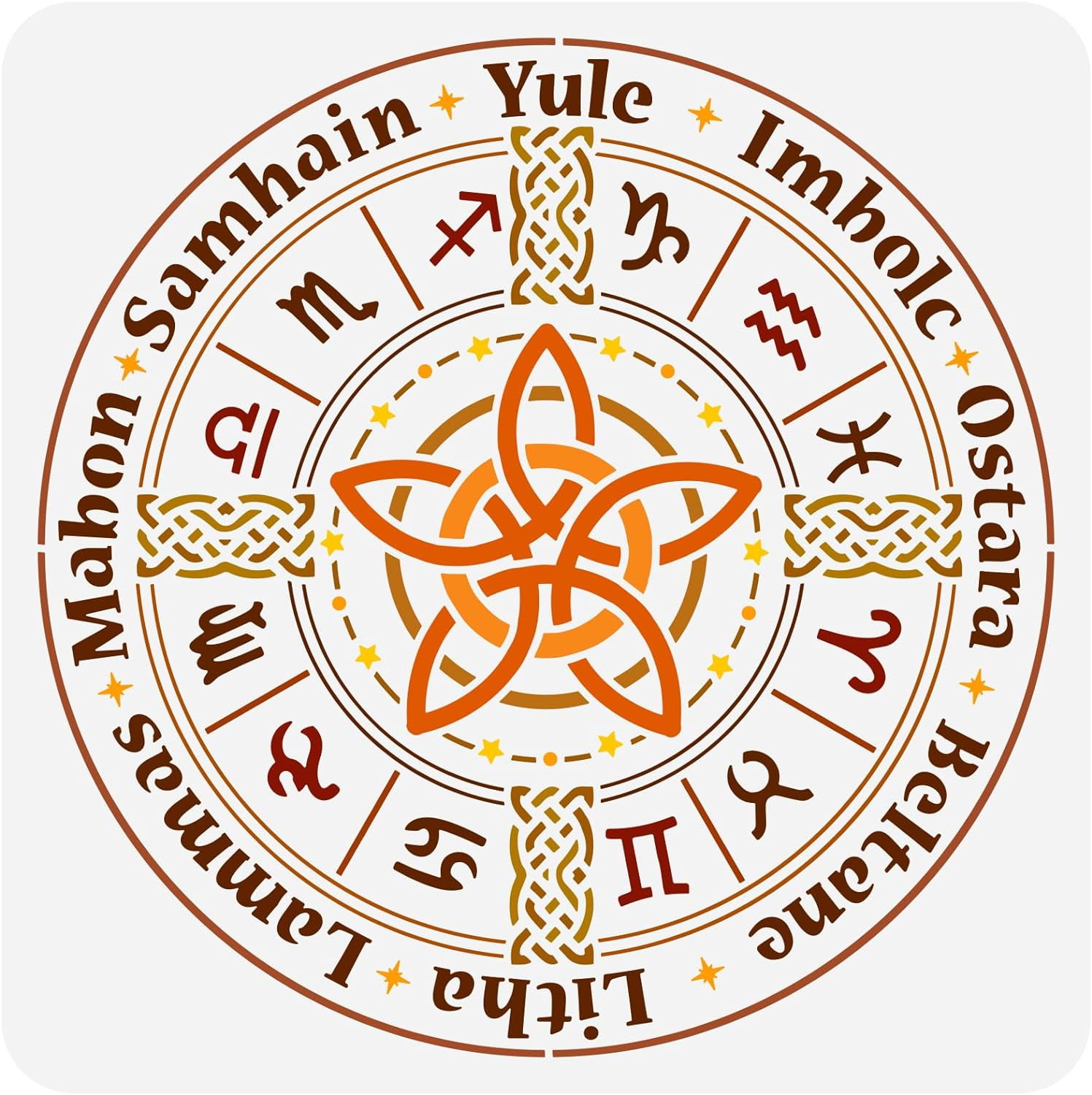 Colorful Zodiac Symbols Stencil 11.8x11.8 inch Astrolabe Stencil ...