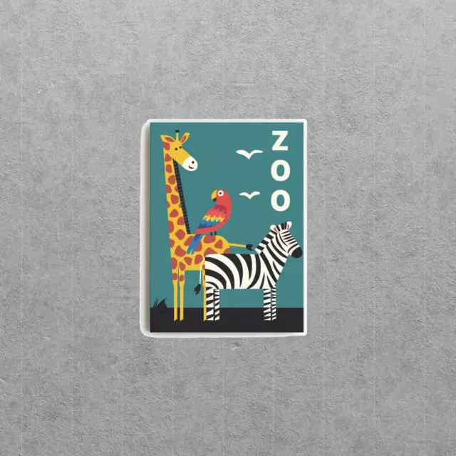Colorful Zoo Animals Giraffe Parrot Zebra Nursery Wall Art Stickerphone ...
