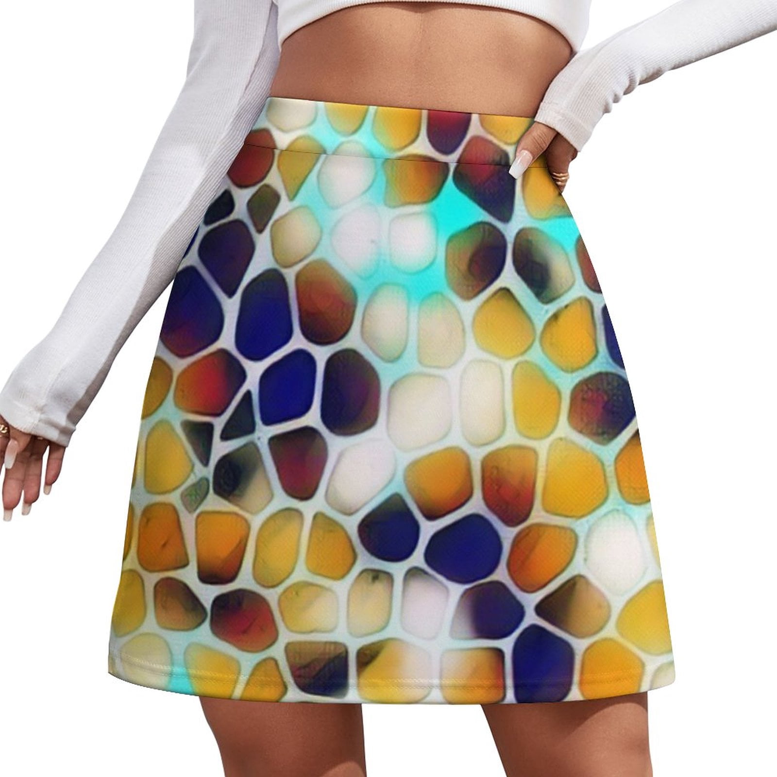 Colorful abstract pebble design Mini Skirt skirt for women korean style ...