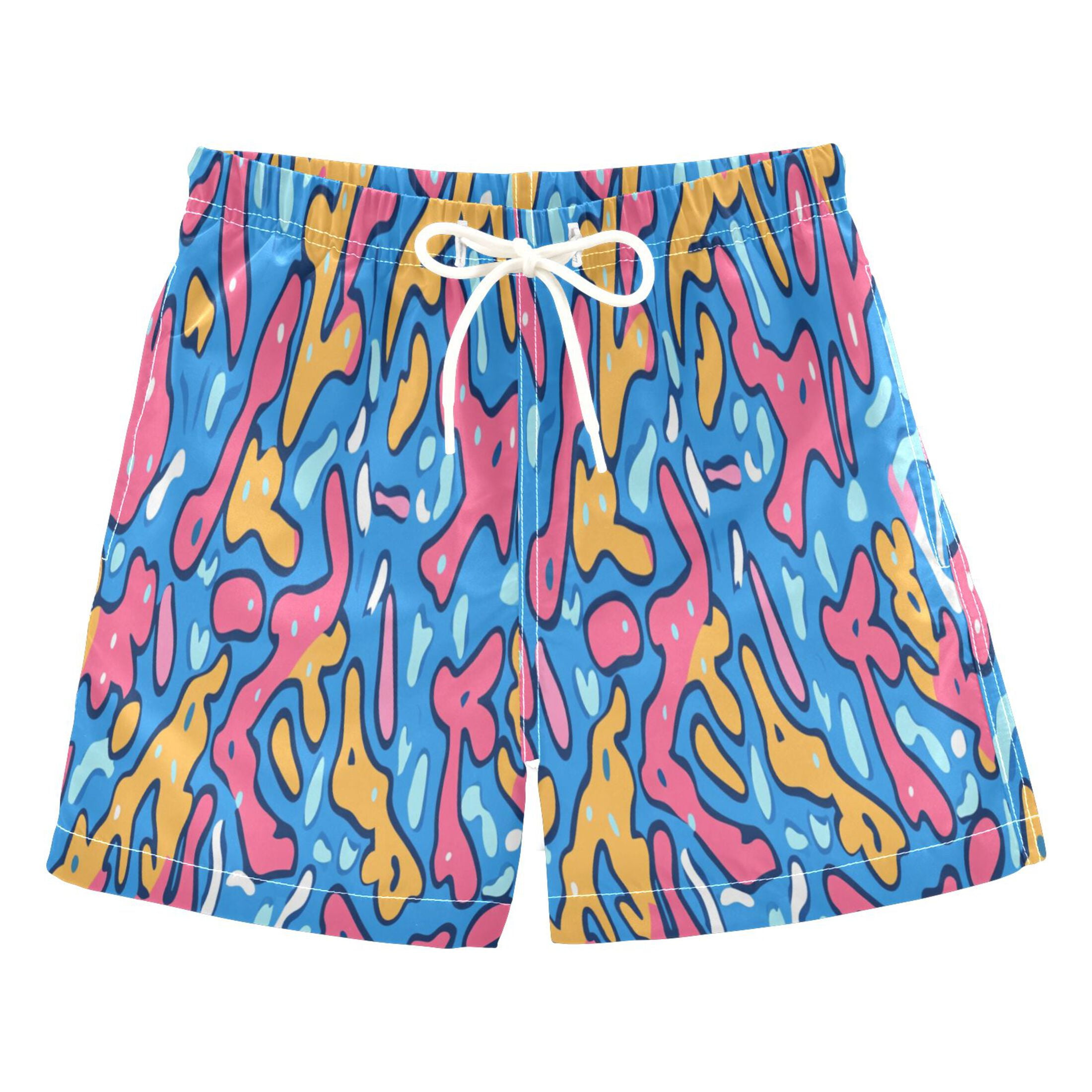 Colorful and Playful Patterns Boys' Swim Trunks Beach Pool Shorts Quick ...