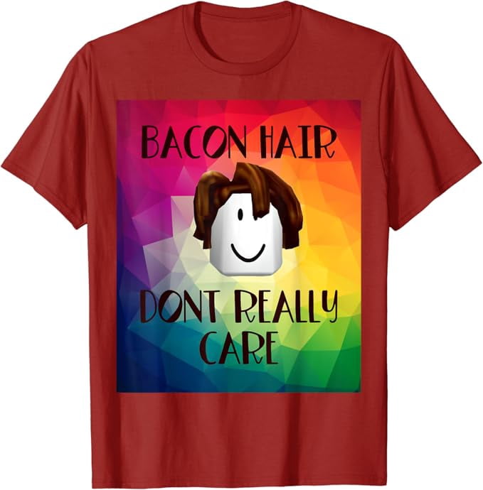 Colorful bacon hair oof head design for boy video gamers Roblox T-Shirt ...
