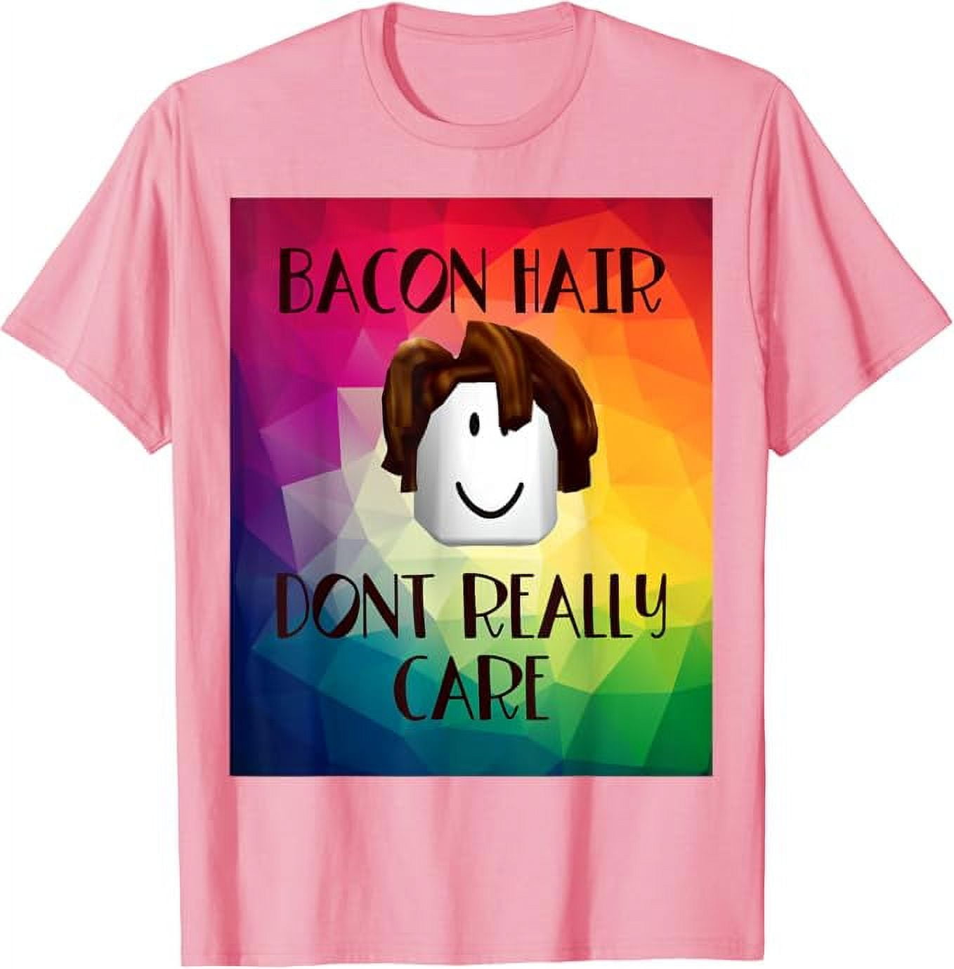 Colorful bacon hair oof head design for boy video gamers Roblox T-Shirt, Light Pink Color, Size ...
