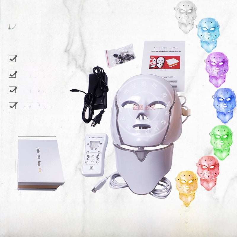 Colorful beauty mask acne removing neck led color light mask beauty ...