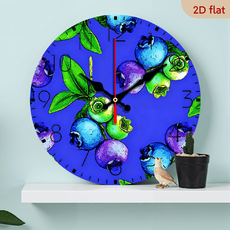 Colorful blueberries.1 pc wall clock.Accurate timing, frameless design ...
