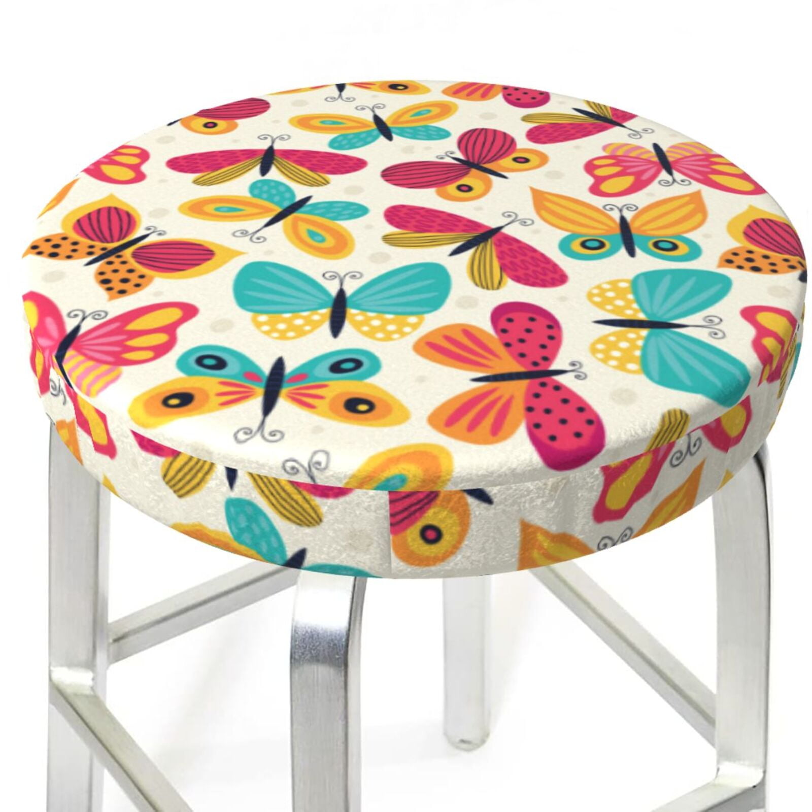Colorful butterflies A Bar Stool Covers - Stretch Round Seat Covers ...