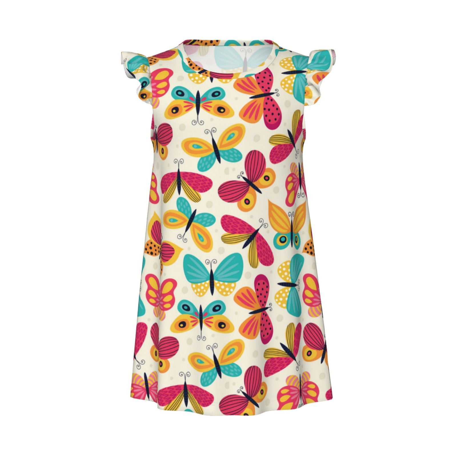 Colorful butterflies A Girls Nightgown, Flutter Short Sleeves Night ...