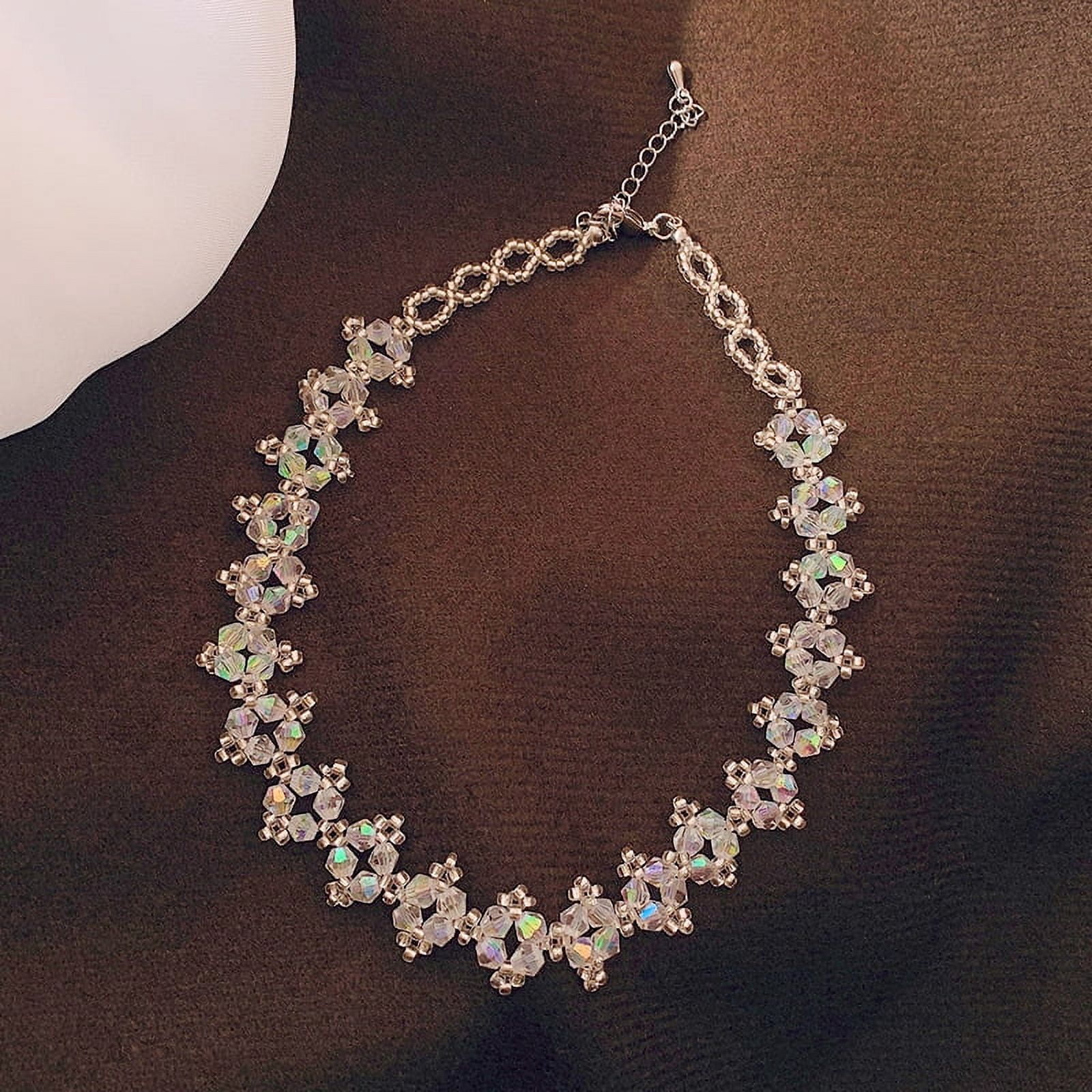 Colorful crystal clavicle necklace for women, simple short necklace ...