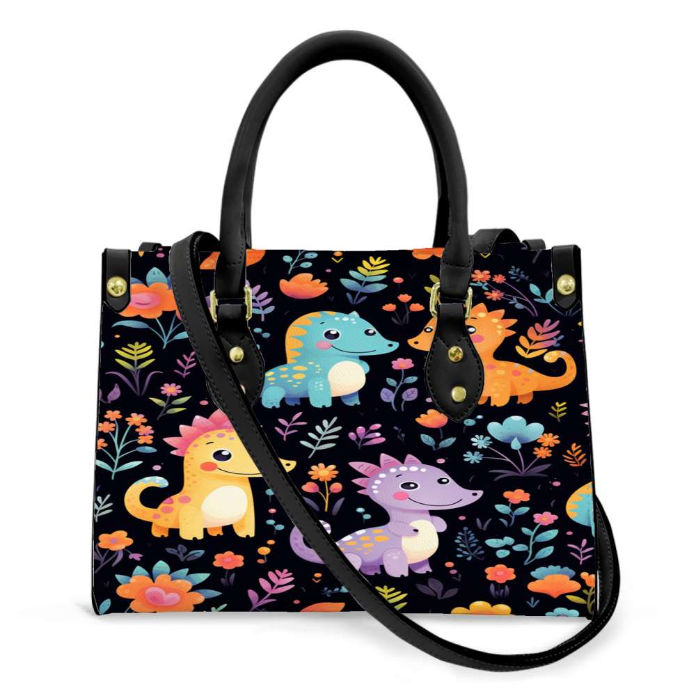 Colorful cute cartoon dinosaur Shoulder Bag Pu Leather Handbags Women ...