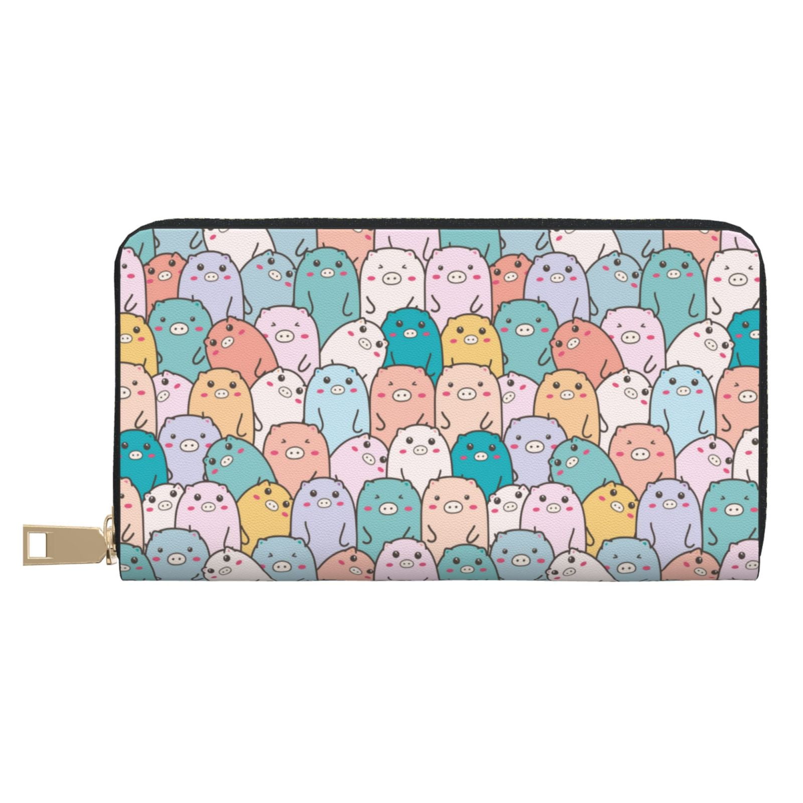 Colorful cute pig Wallet Women, Leather Bifold Multi Card Wallet, Women ...