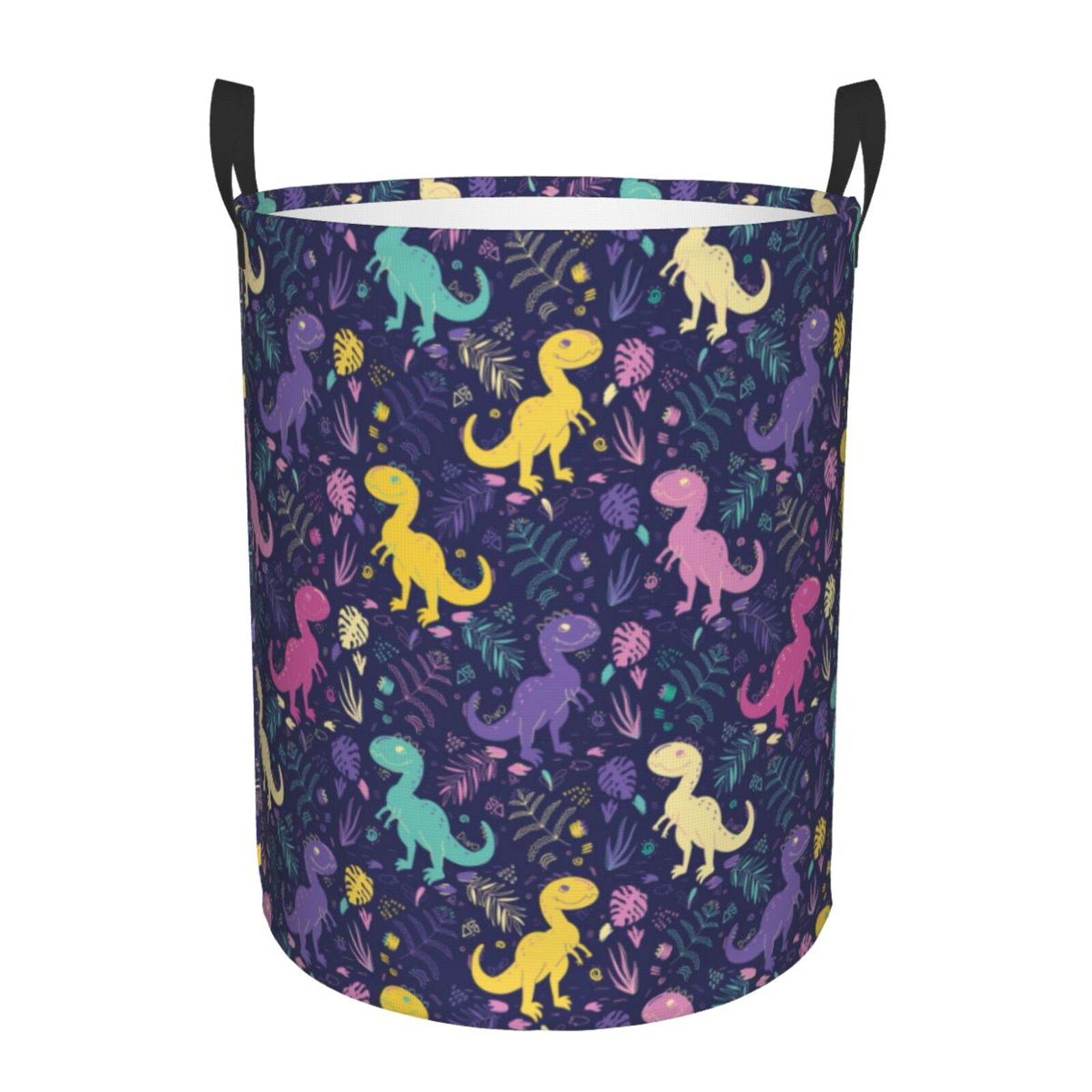 Colorful dinosaur D Laundry Basket with Handles - Freestanding Laundry ...