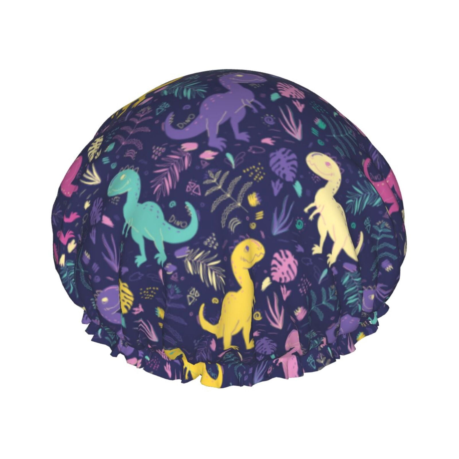 Colorful dinosaur D Shower Cap, Reusable Bath Hair Hat for all Hair ...