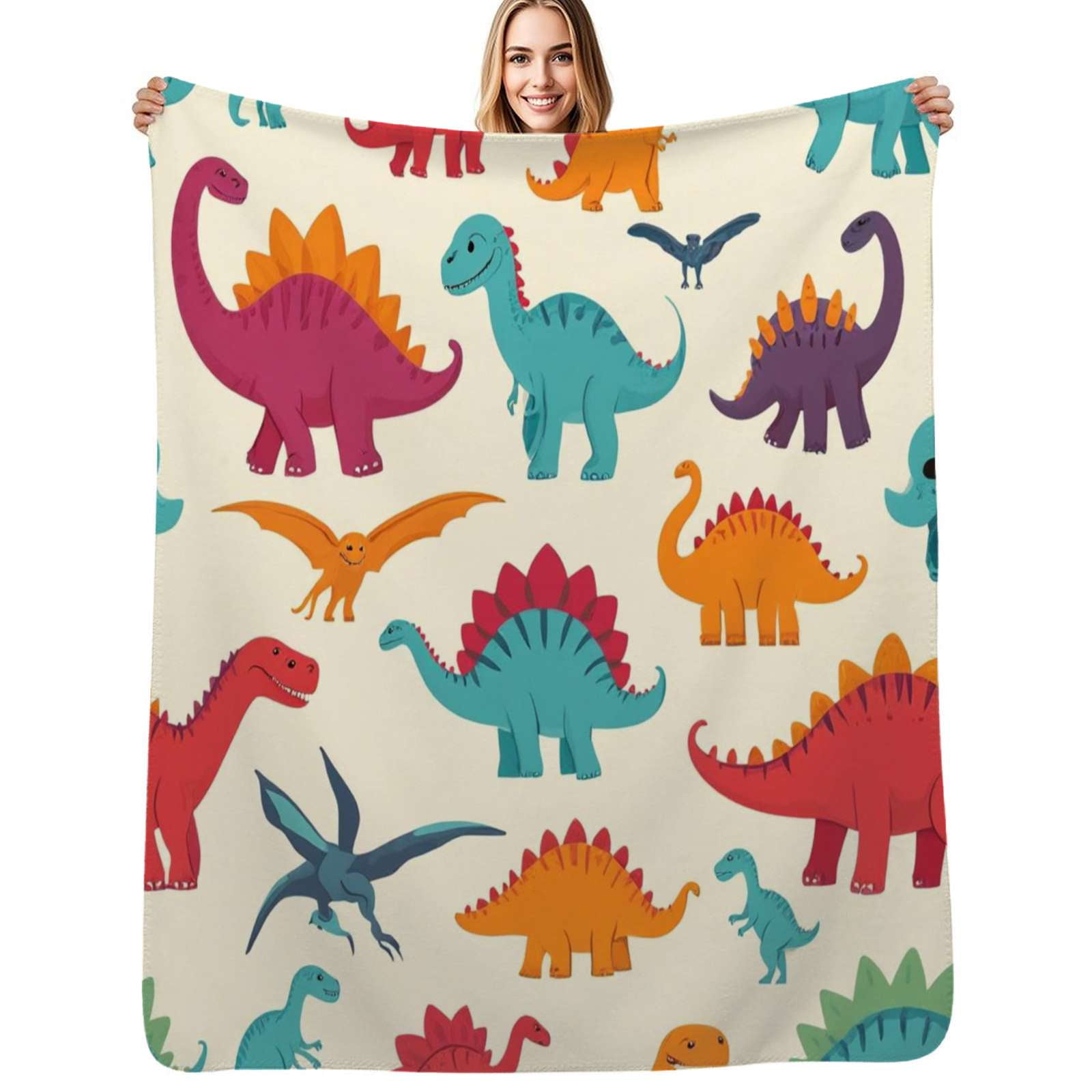 Colorful dinosaur Flannel Blanket Warm Soft Bedding Throws Winter ...