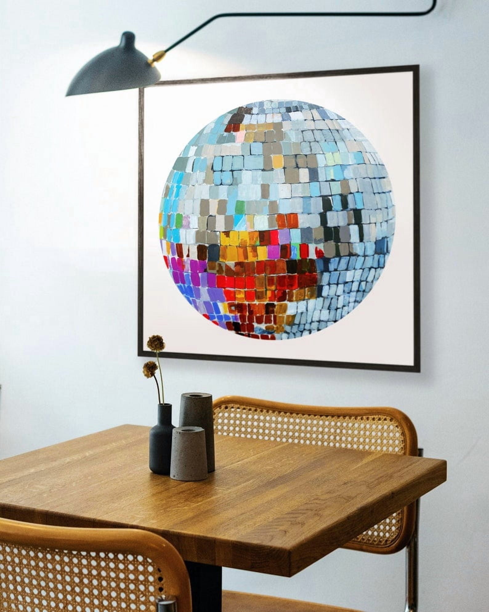 Colorful disco ball pop art poster inspired by retro nightclub painting ...